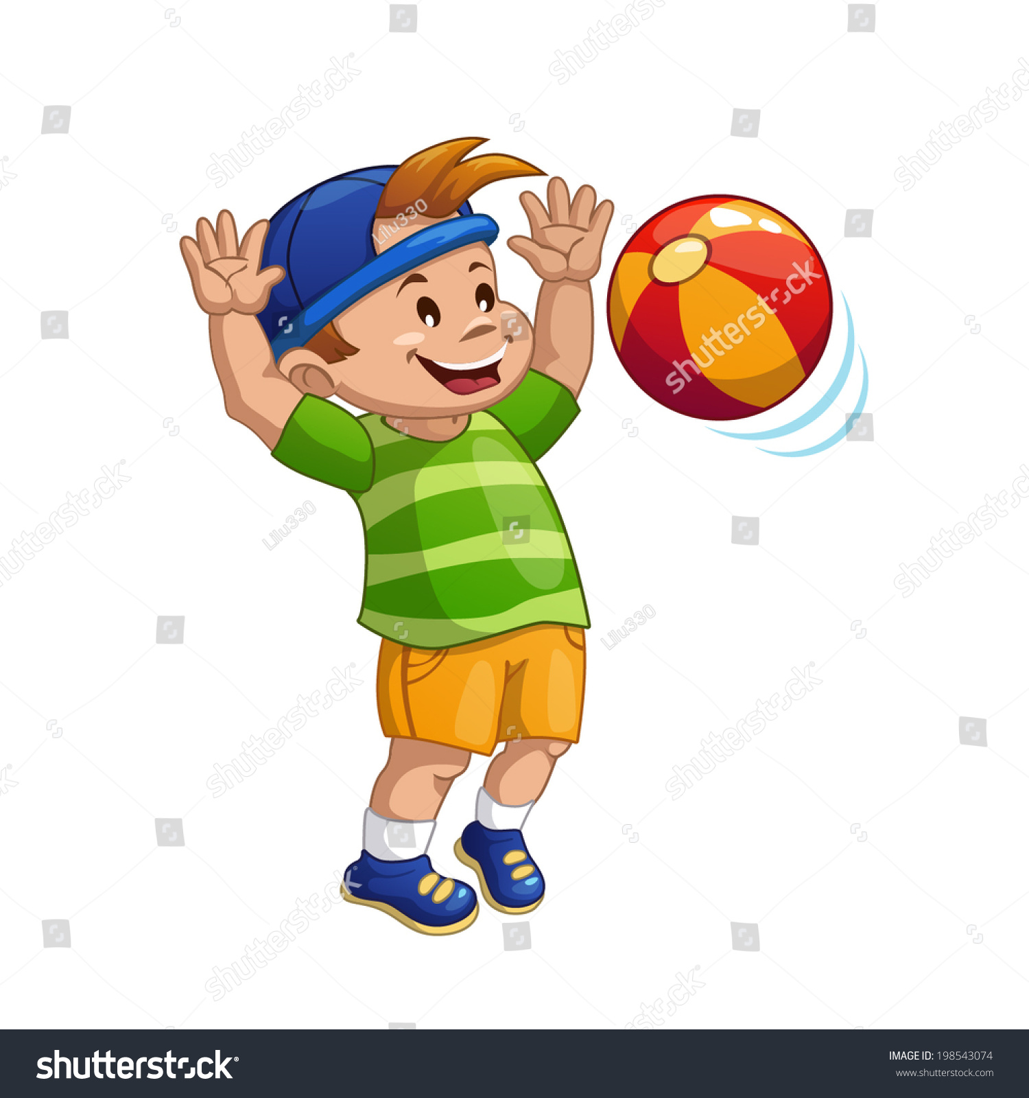 Boy Playing Ball Vector Stock Vector (Royalty Free) 198543074 ...