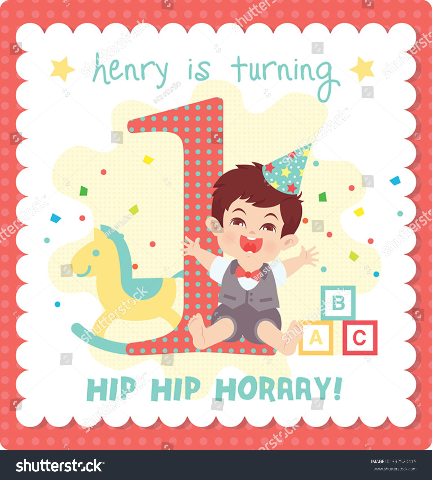 Boy Turning 1 Stock Vector (Royalty Free) 392520415