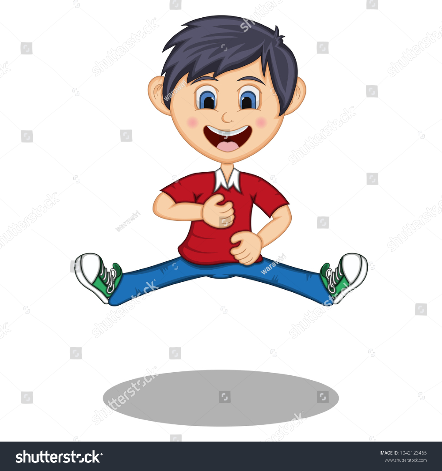 Boy Jump Cartoon Vector Illustration: vector de stock (libre de ...
