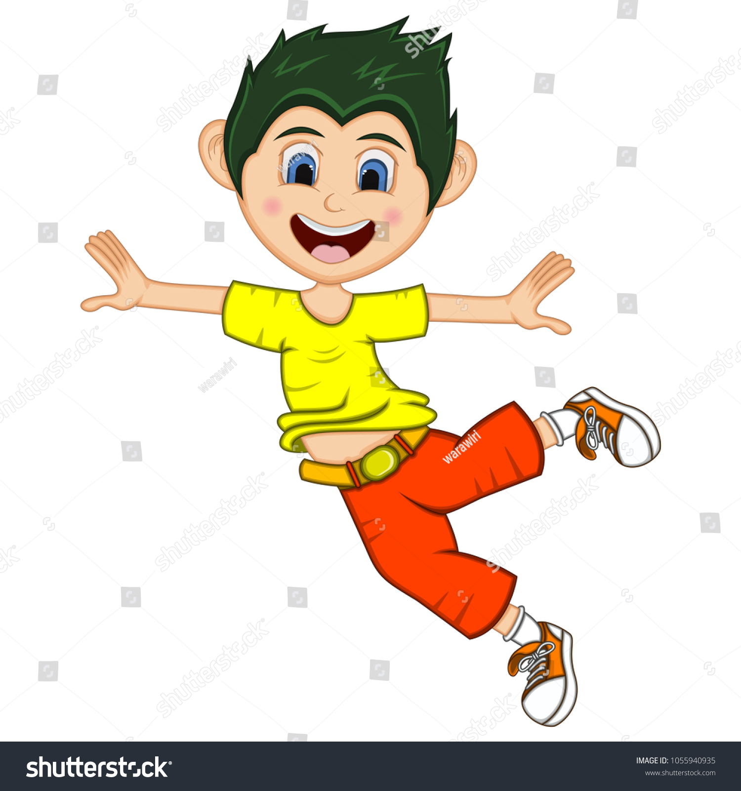 Boy Jump Dancing Cartoon Vector Illustration Stock Vector (Royalty Free ...