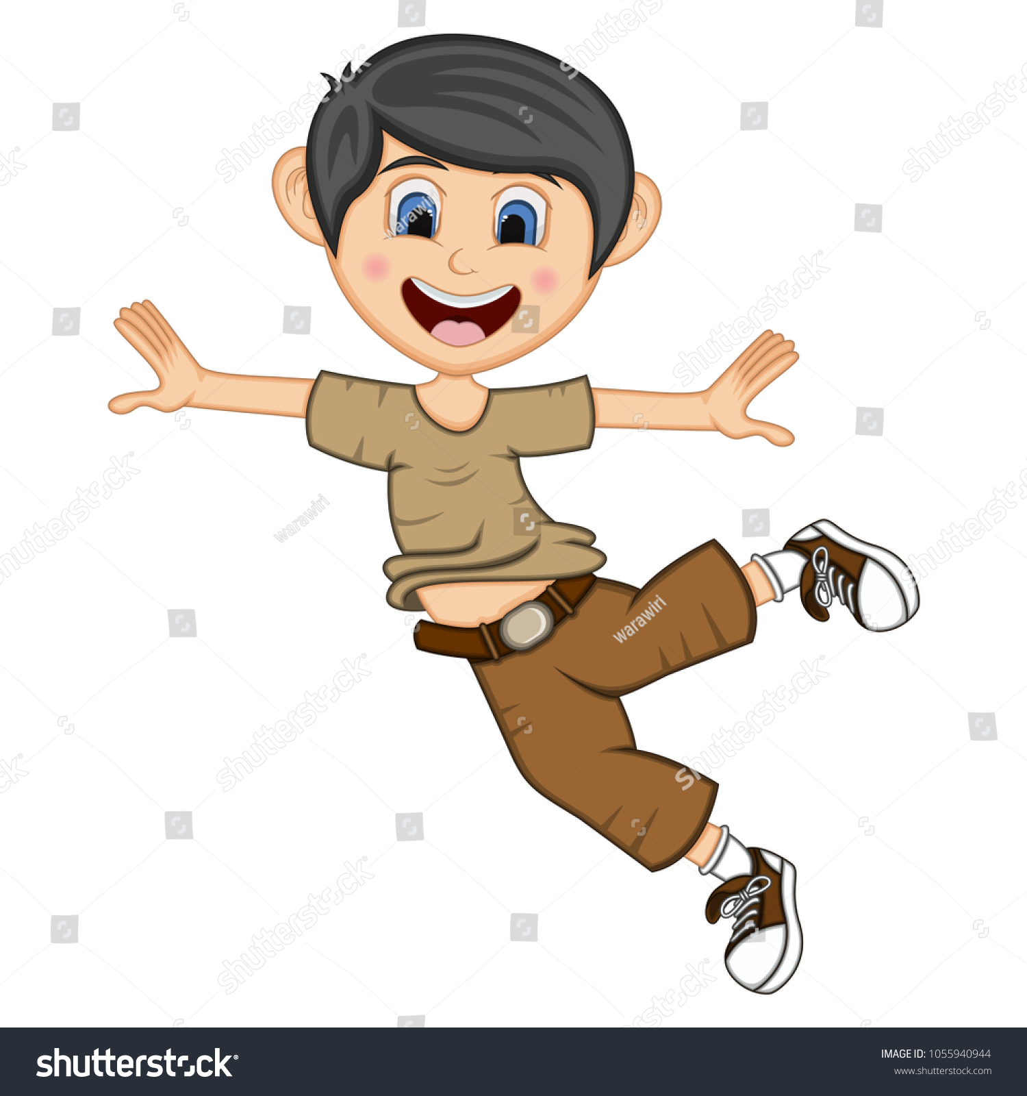 Boy Jump Dancing Cartoon Vector Illustration Stock Vector (Royalty Free ...