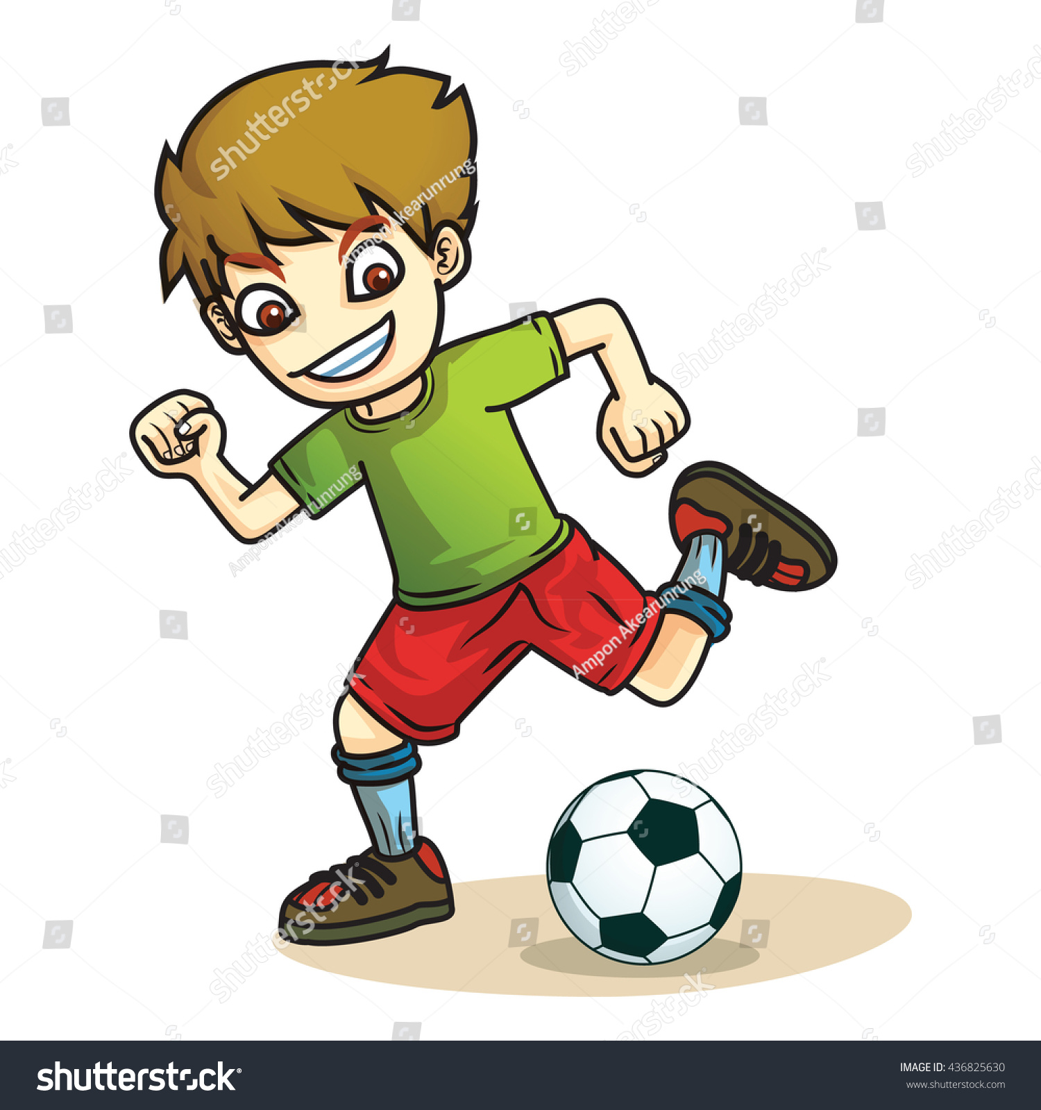 Boy Kick Ball Cartoon Vector Stock Vector (Royalty Free) 436825630