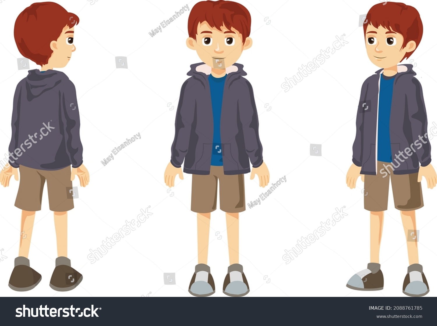 Boy Kid Character Model Sheet Animation: เวกเตอร์สต็อก (ปลอดค่า ...