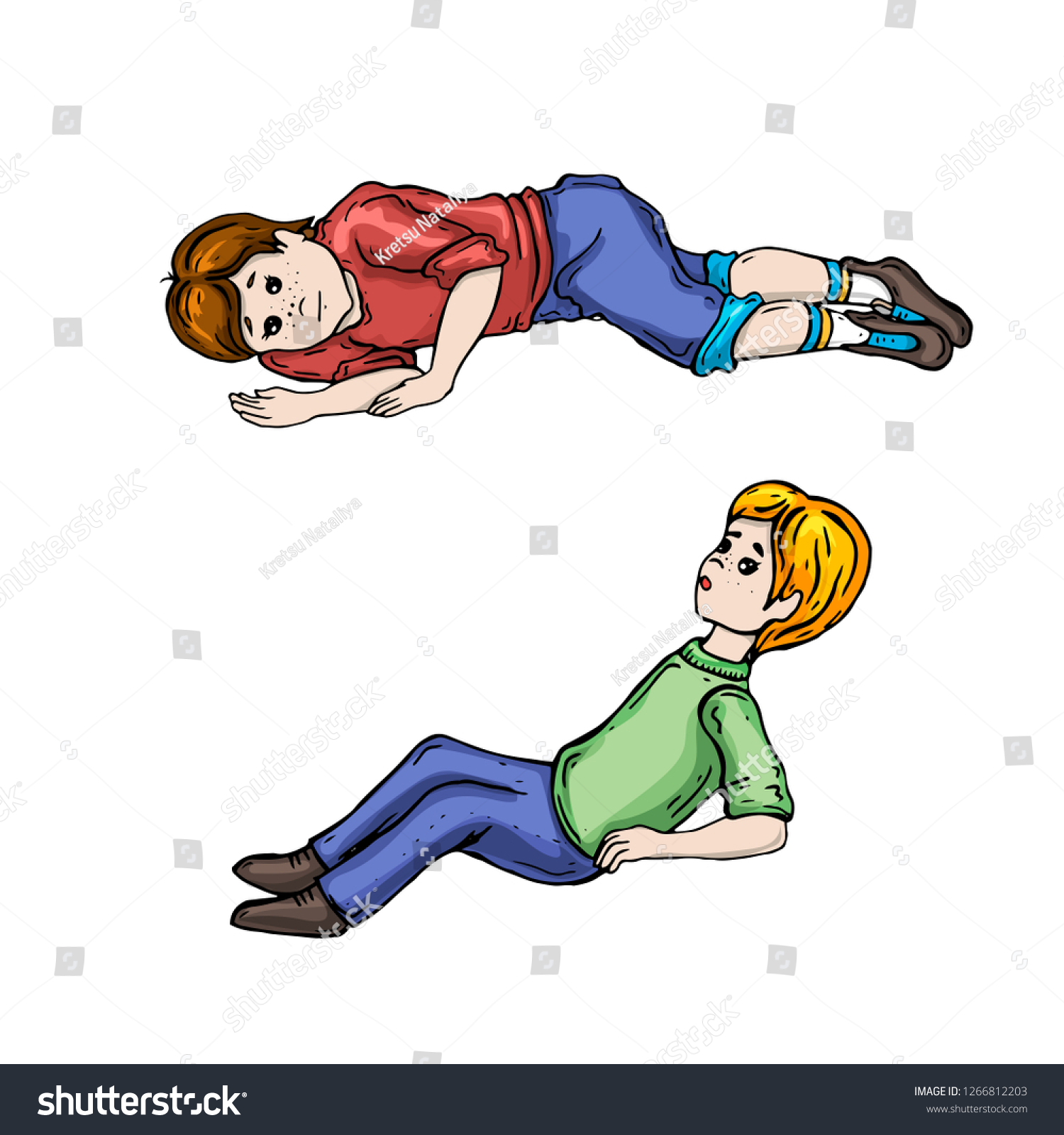 Boy Lies Isolated Stock Vector (Royalty Free) 1266812203 | Shutterstock