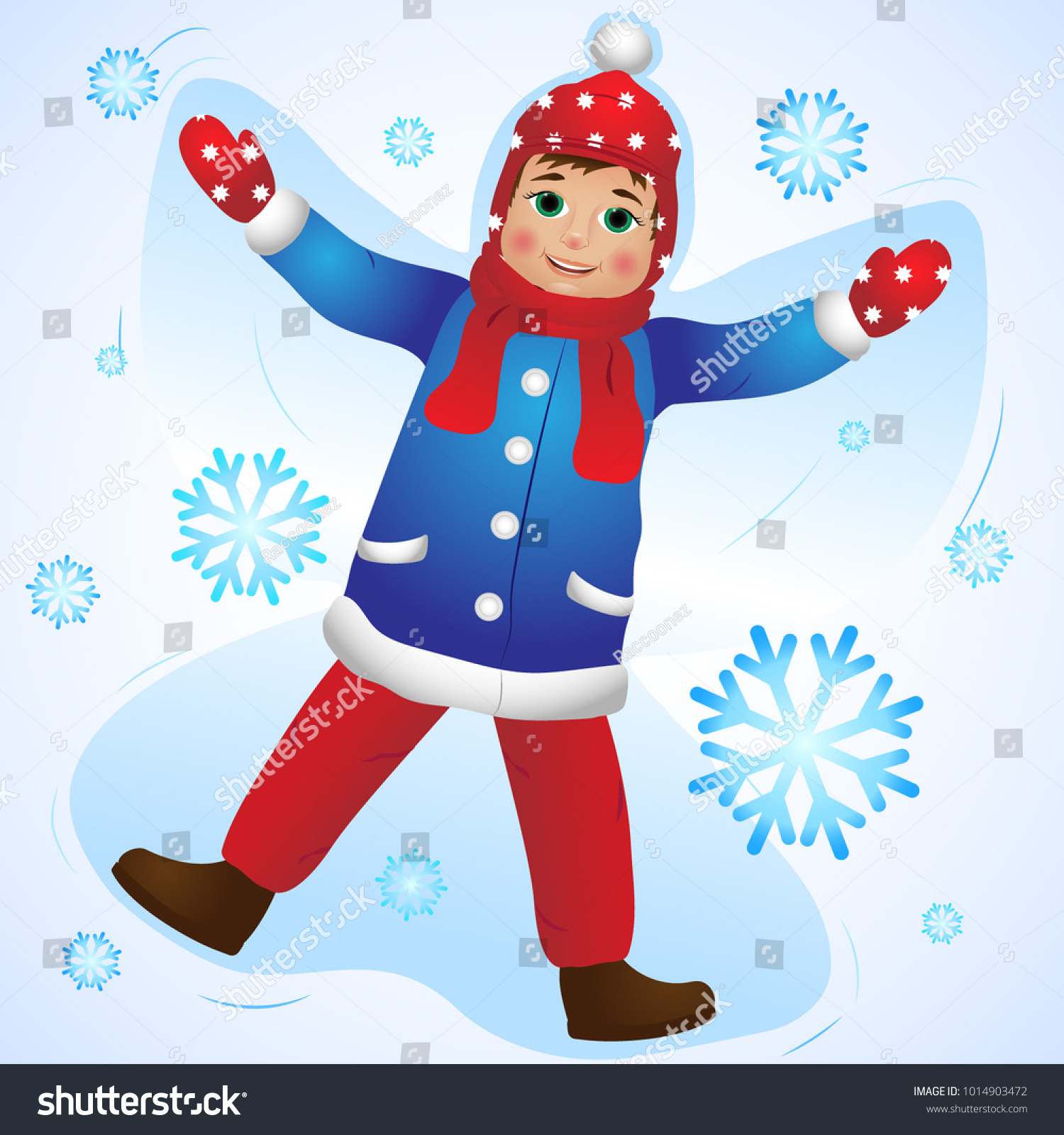 Boy Making Snow Angel Vector Illustration Stock Vector (Royalty Free ...