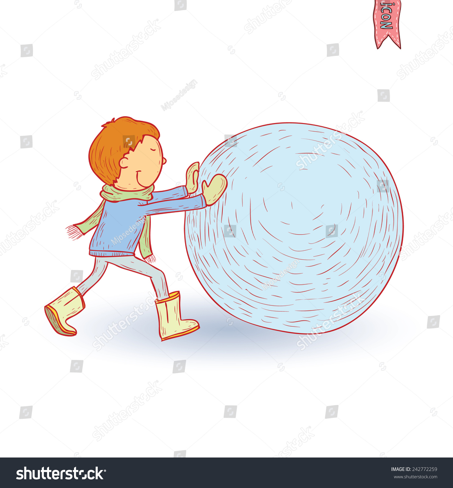 Boy Making Snowball Vector Illustration Stock Vector (Royalty Free ...