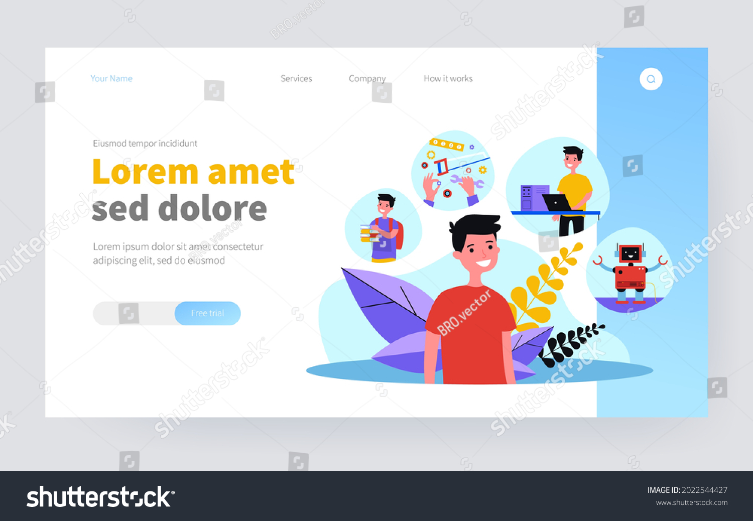 Boy Planning Steps Robot Creation Studying Stock Vector (Royalty Free ...