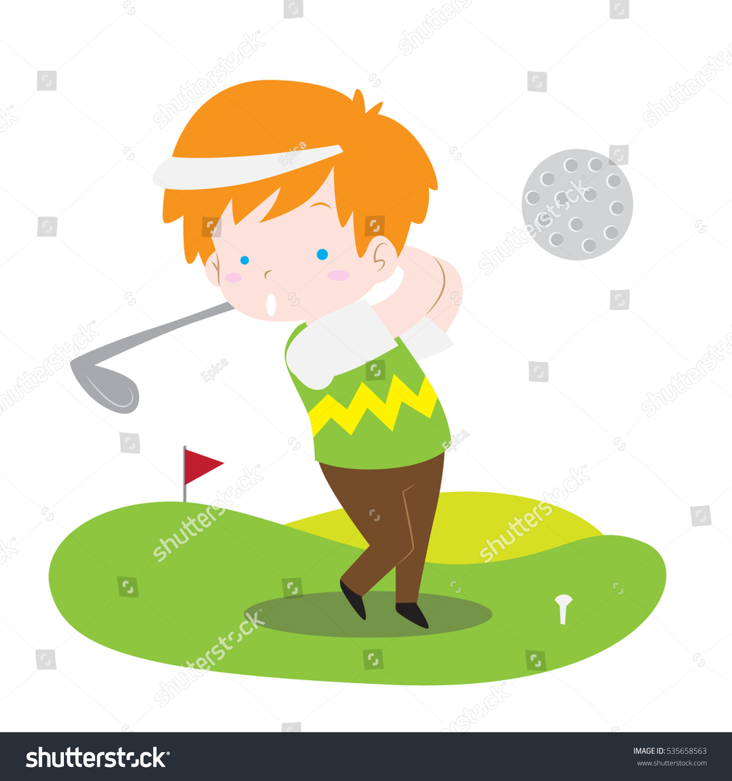 Boy Playing Golf Cute Vector Stock Stock Vector (Royalty Free) 535658563
