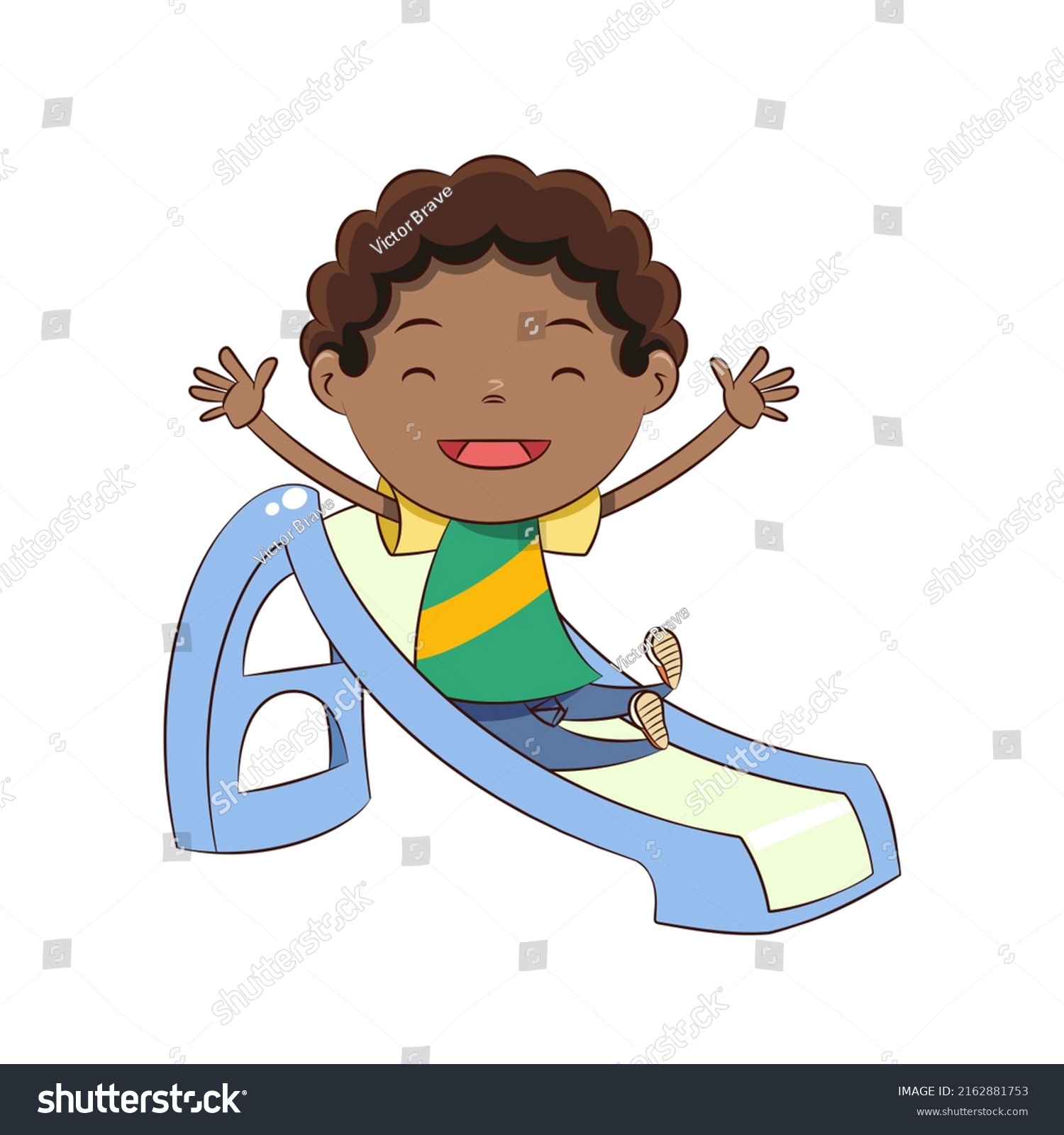 Boy Playing On Slide Vector Illustration Stock Vector (Royalty Free ...