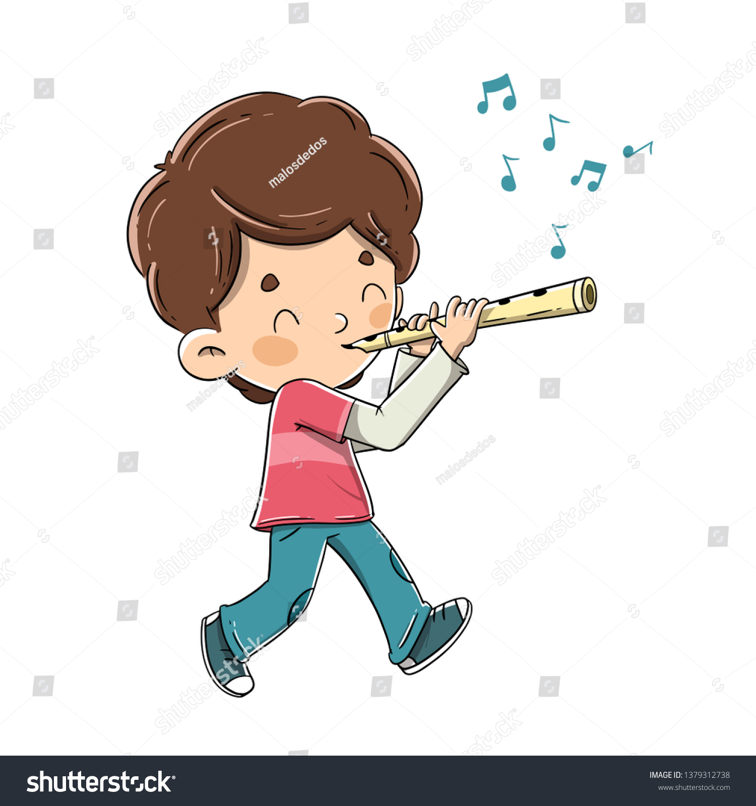 Boy Playing Flute While Walking 스톡 벡터(로열티 프리) 1379312738 | Shutterstock