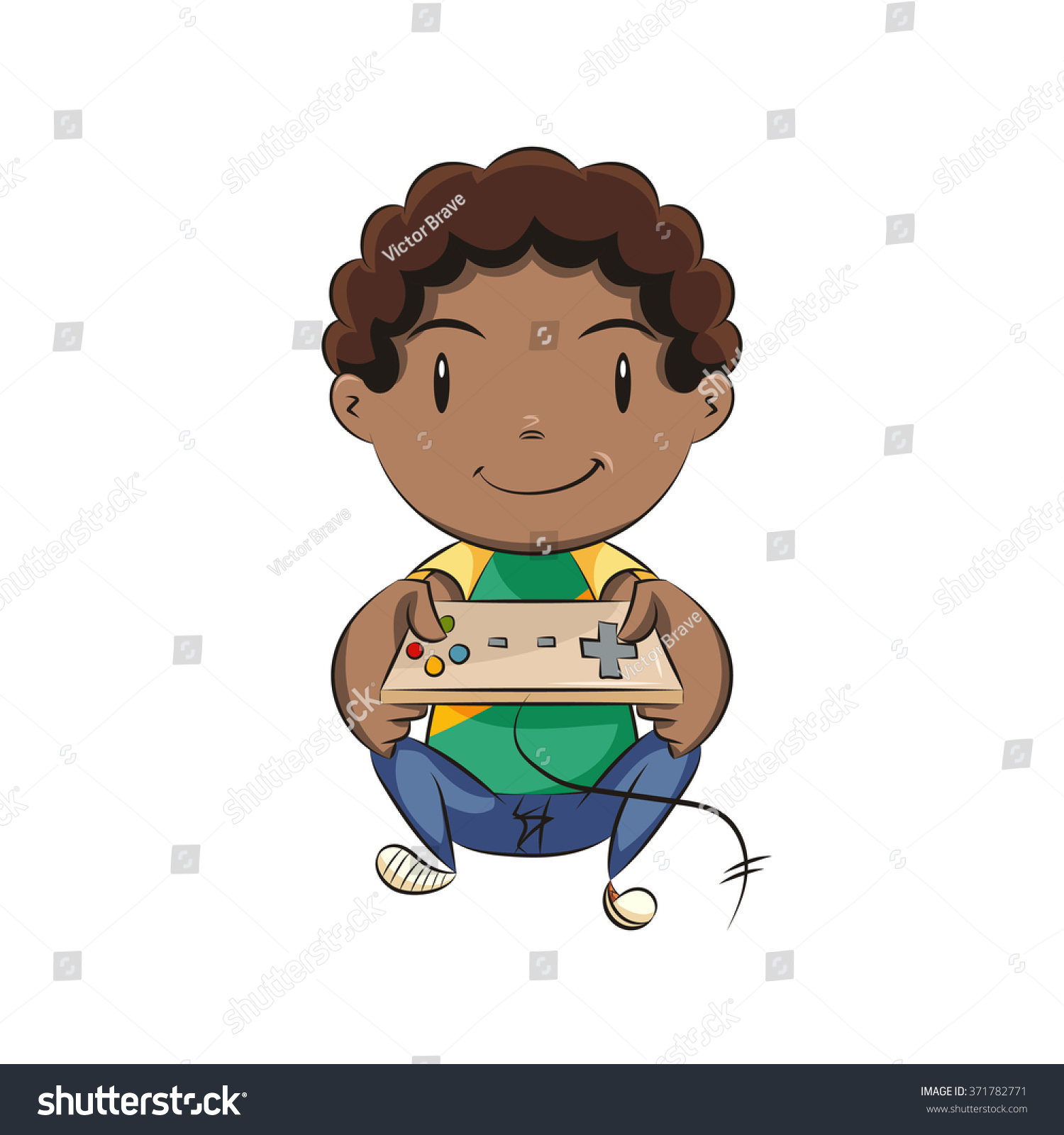 Boy Playing Video Games Vector Illustration Stock Vector (Royalty Free ...