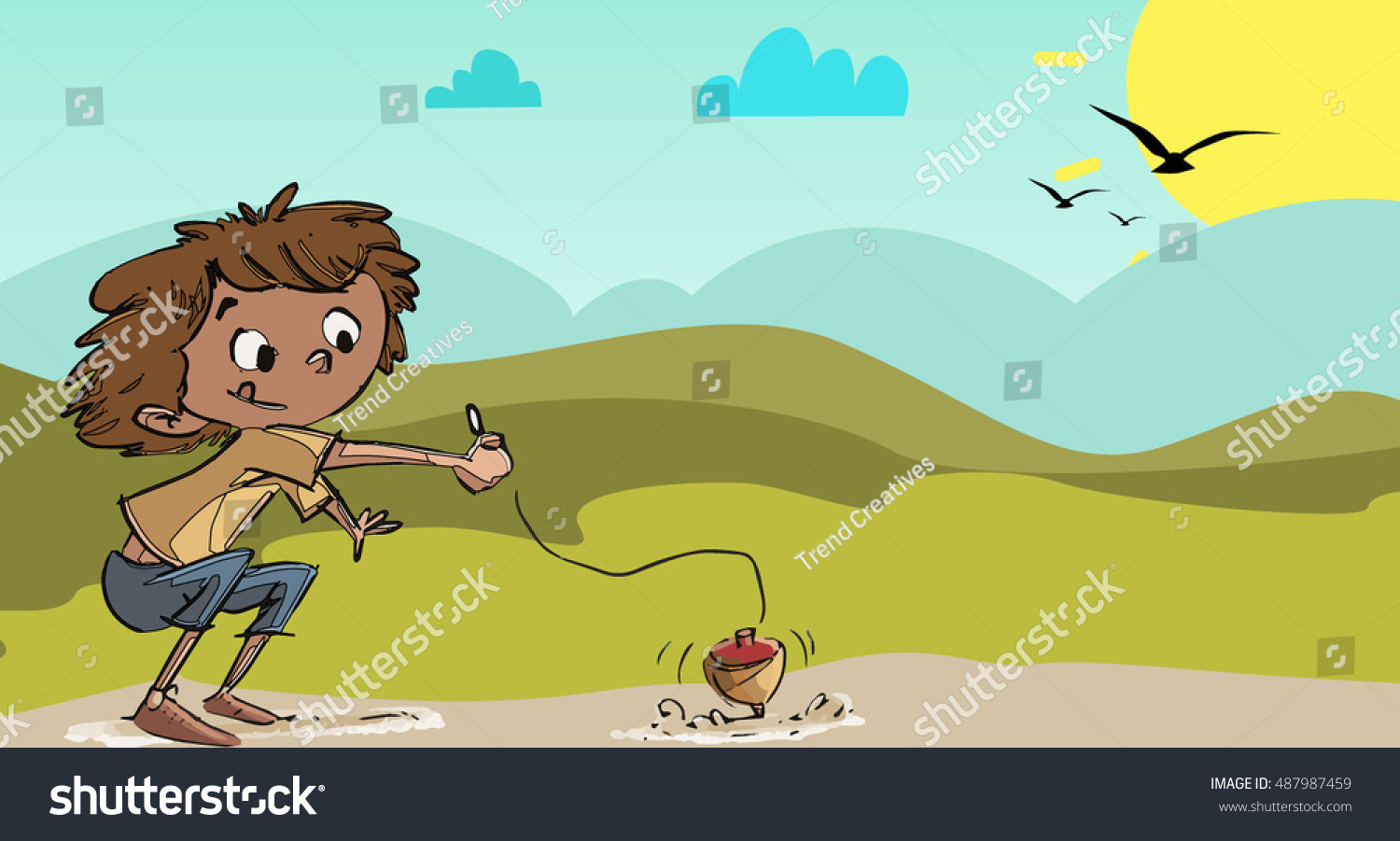 Boy Playing Trumpo Vector Background Stock Vector (Royalty Free) 487987459