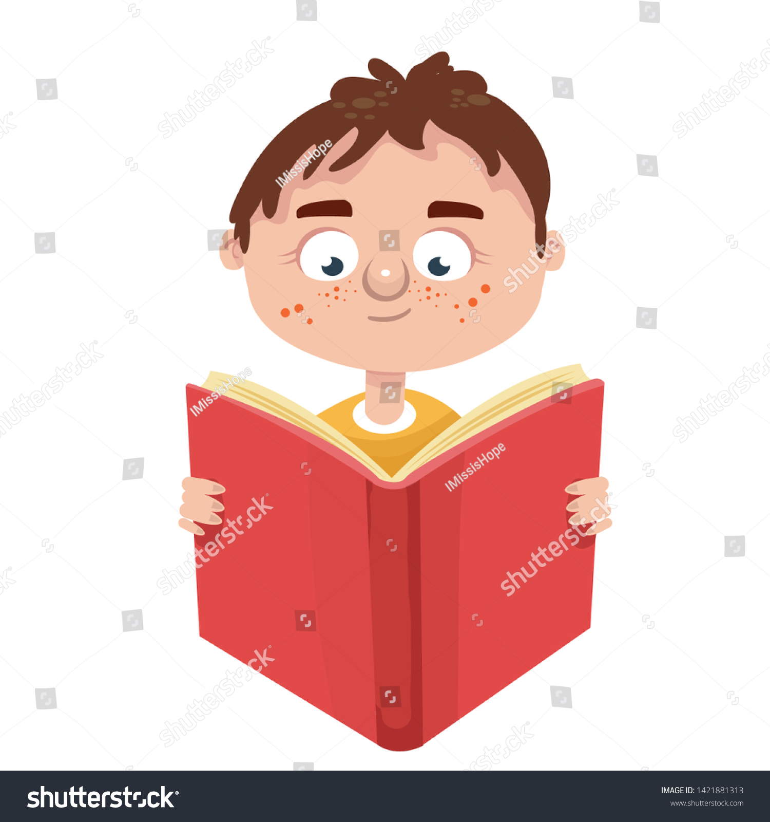 Boy Reading Book Vector Illustration Stock Vector (Royalty Free ...