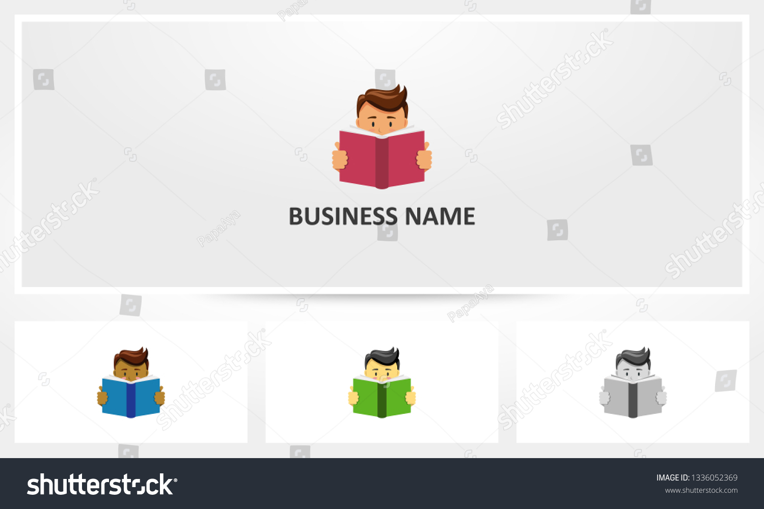 Boy Reading Book Logo Stock Vector (Royalty Free) 1336052369 | Shutterstock