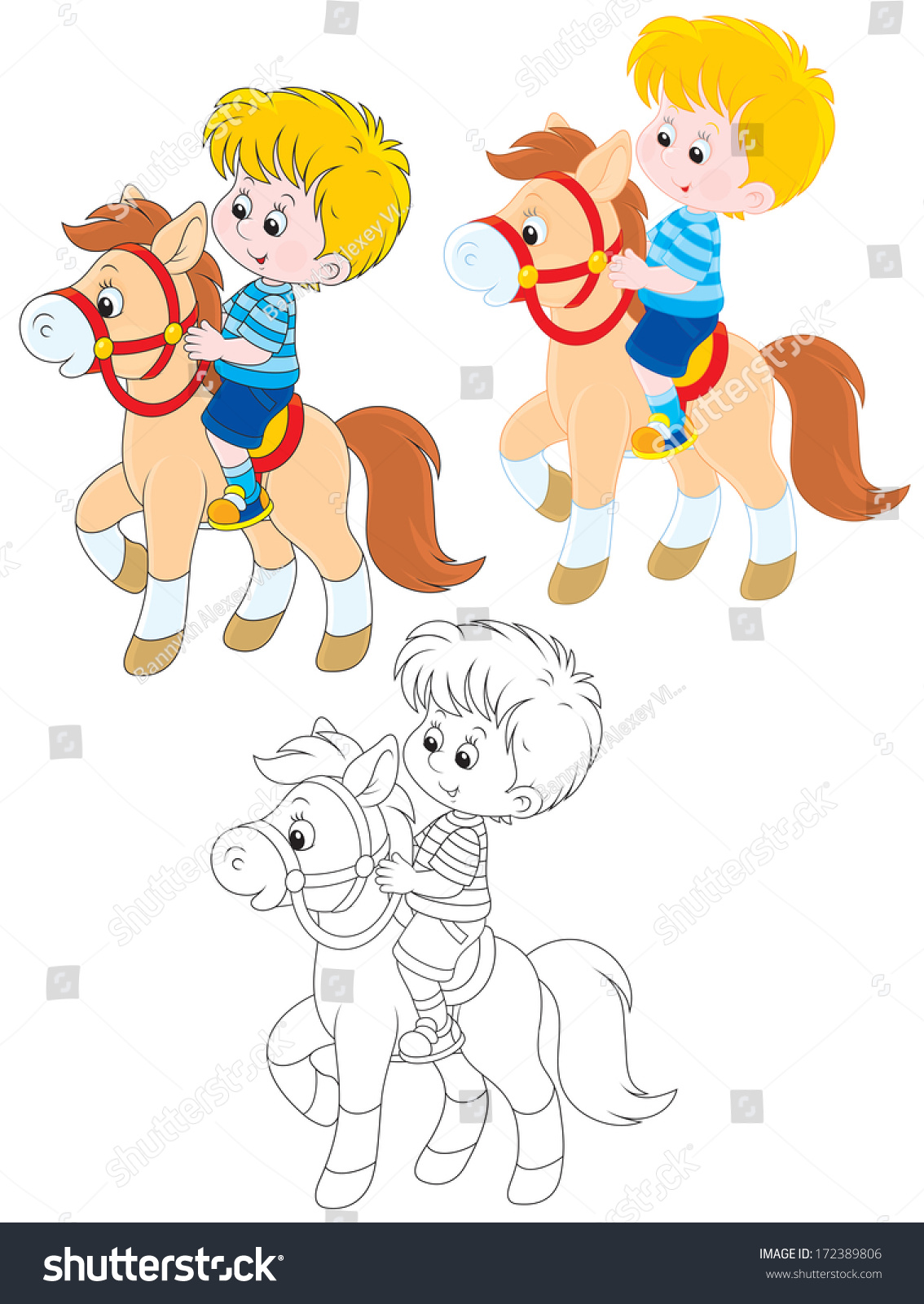 Boy Riding Pony: เวกเตอร์สต็อก (ปลอดค่าลิขสิทธิ์) 172389806 | Shutterstock