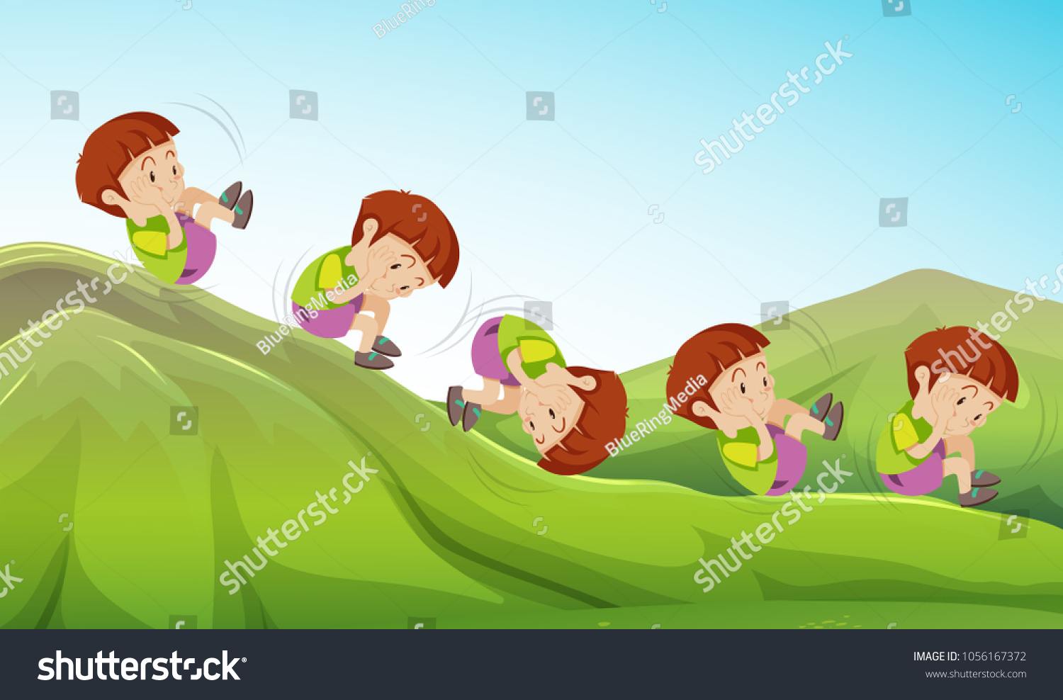 Boy Rolling Down Hill Illustration Stock Vector (Royalty Free ...