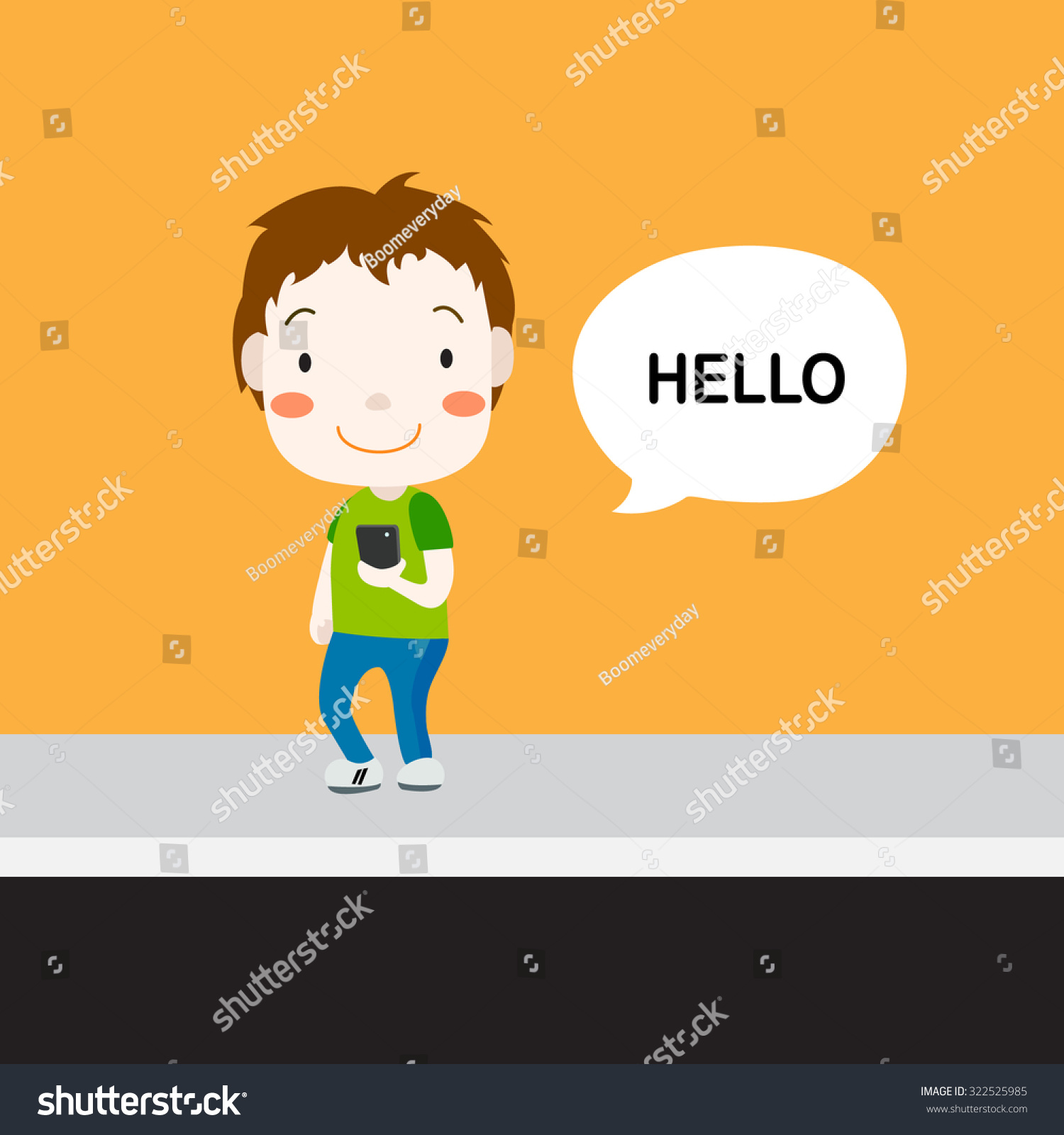 Boy Say Hello Smartphone Stock Vector (Royalty Free) 322525985 ...