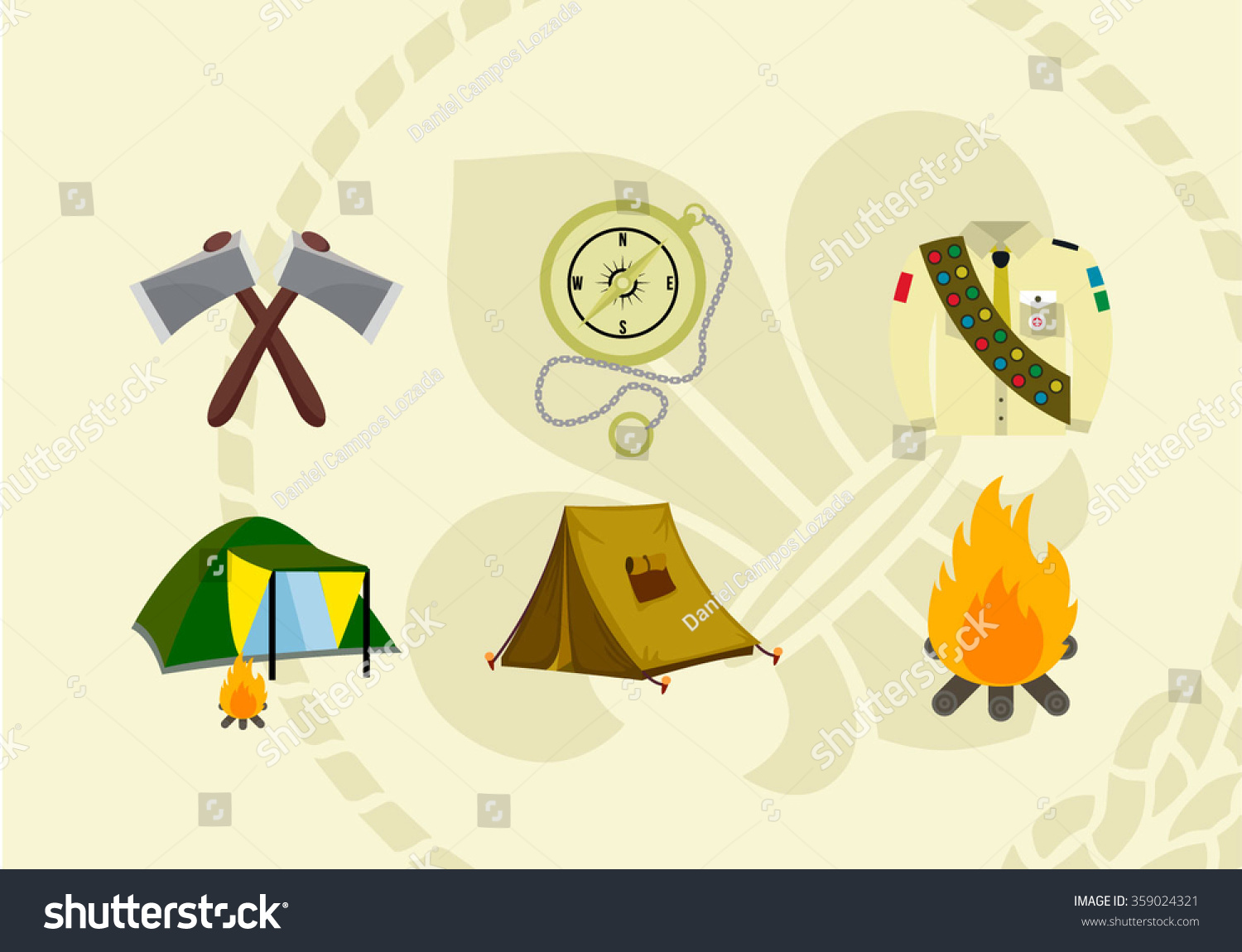Boy Scout Objects Tents Icon Pack Stock Vector (Royalty Free) 359024321