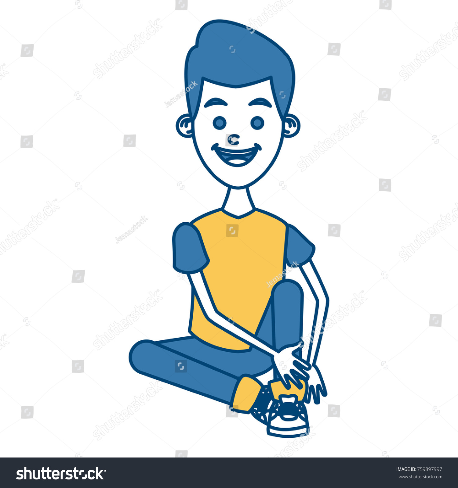 Boy Seated Cartoon Stock Vector (Royalty Free) 759897997