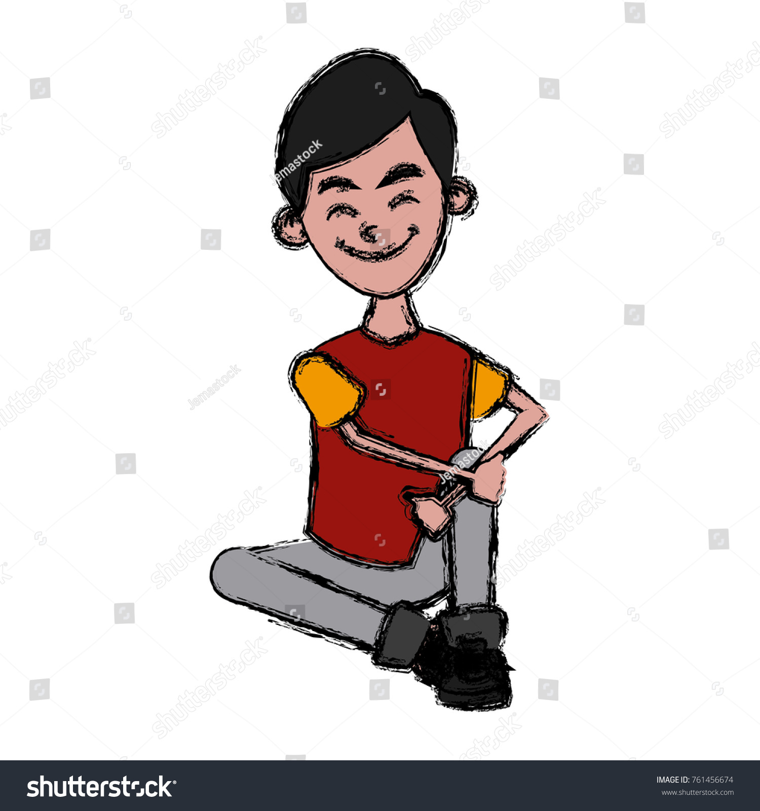 Boy Seated Cartoon Stock Vector (Royalty Free) 761456674