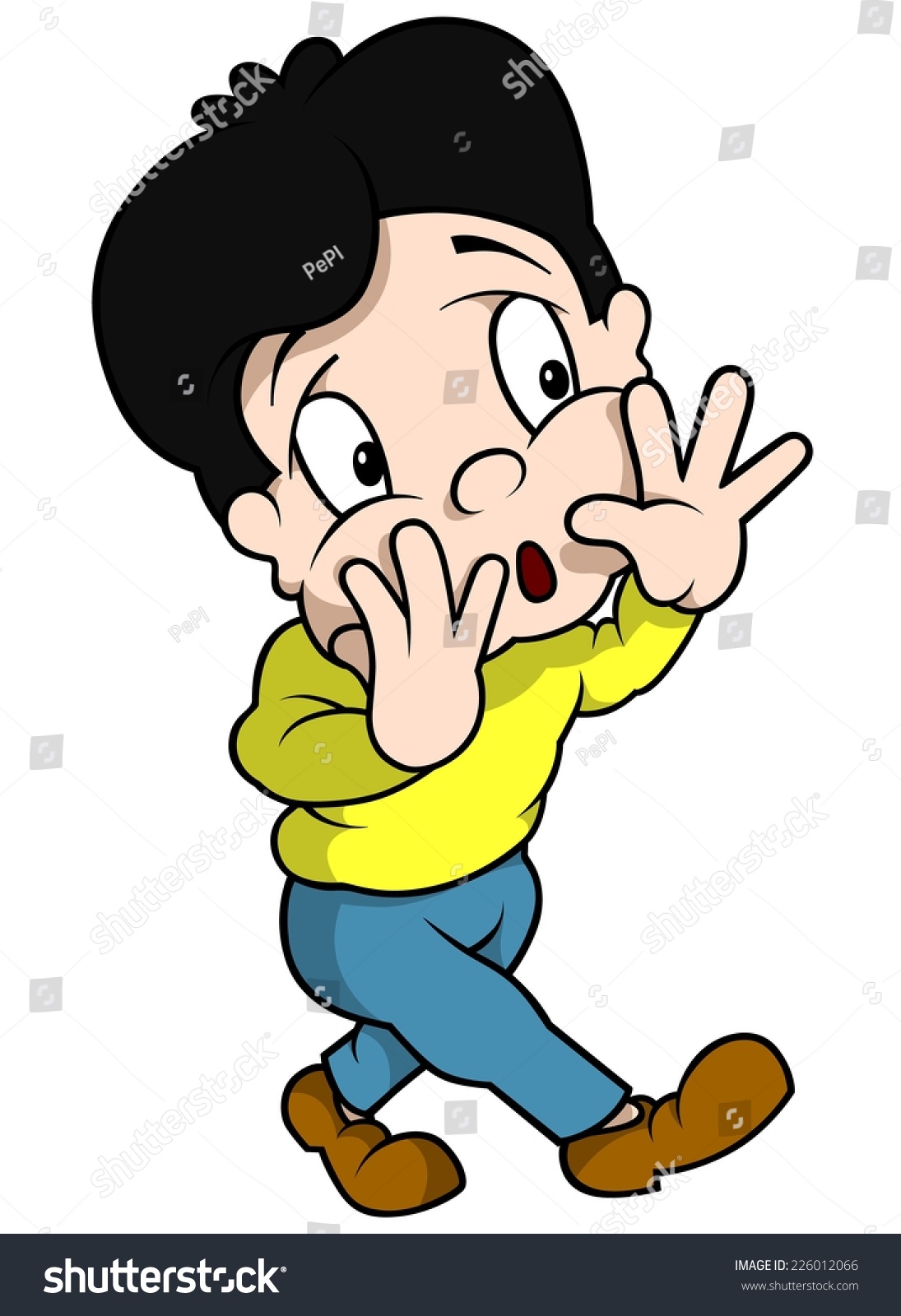 Boy Shouting Cartoon Illustration Vector: เวกเตอร์สต็อก (ปลอดค่า ...