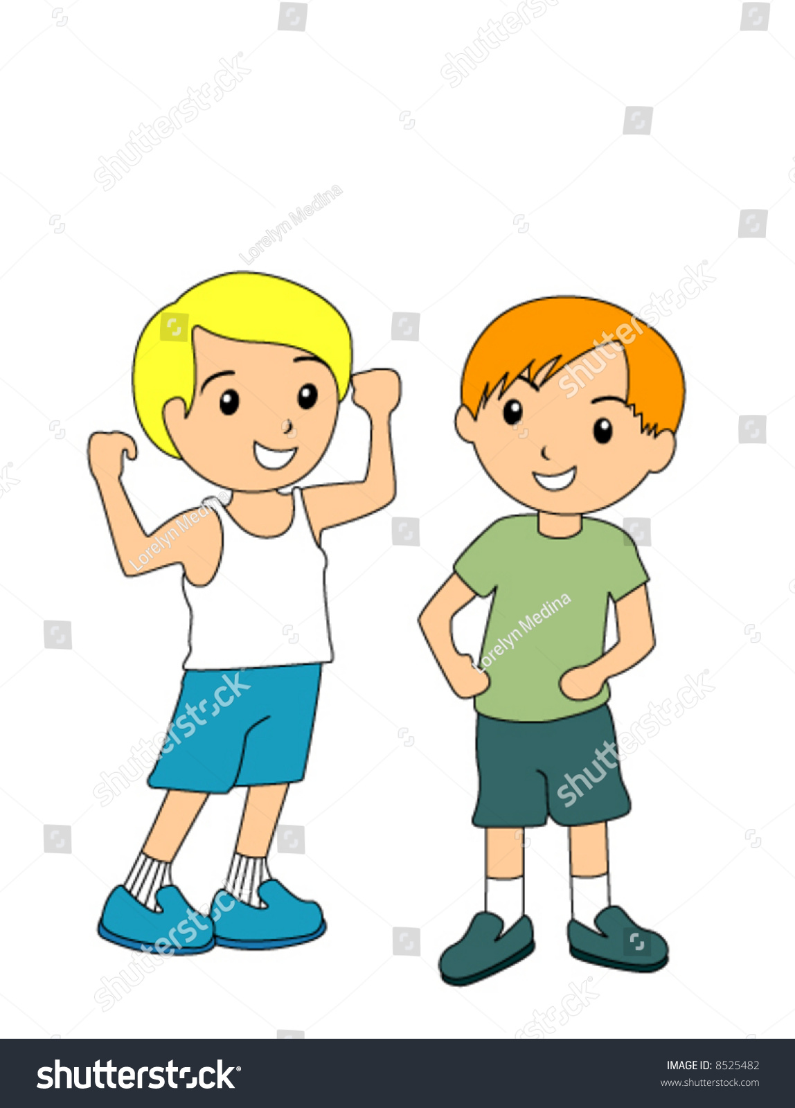 Boy Showing Muscles Vector Stock Vector 8525482 - Shutterstock