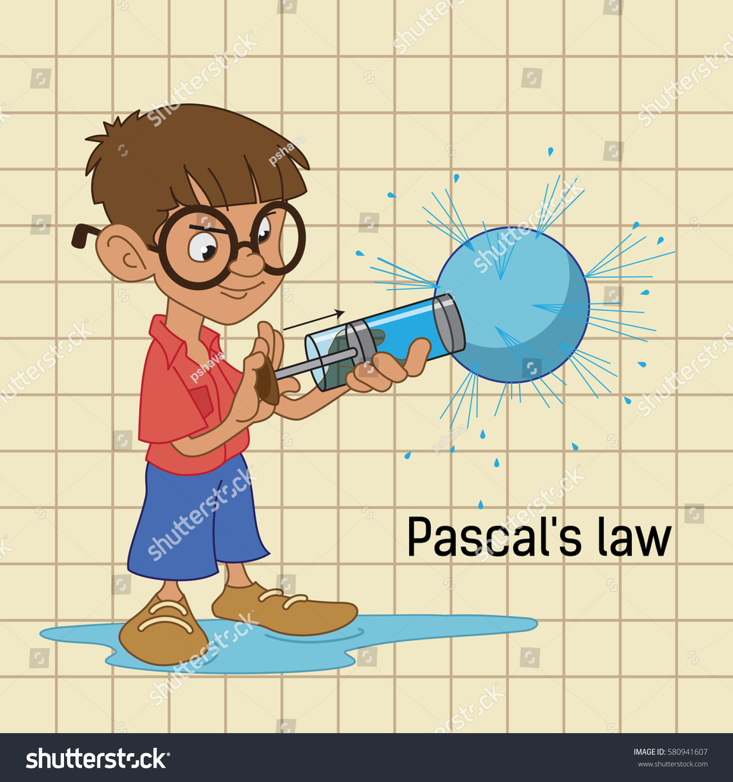 niño muestra la ley de Pascal: vector de stock (libre de regalías ...