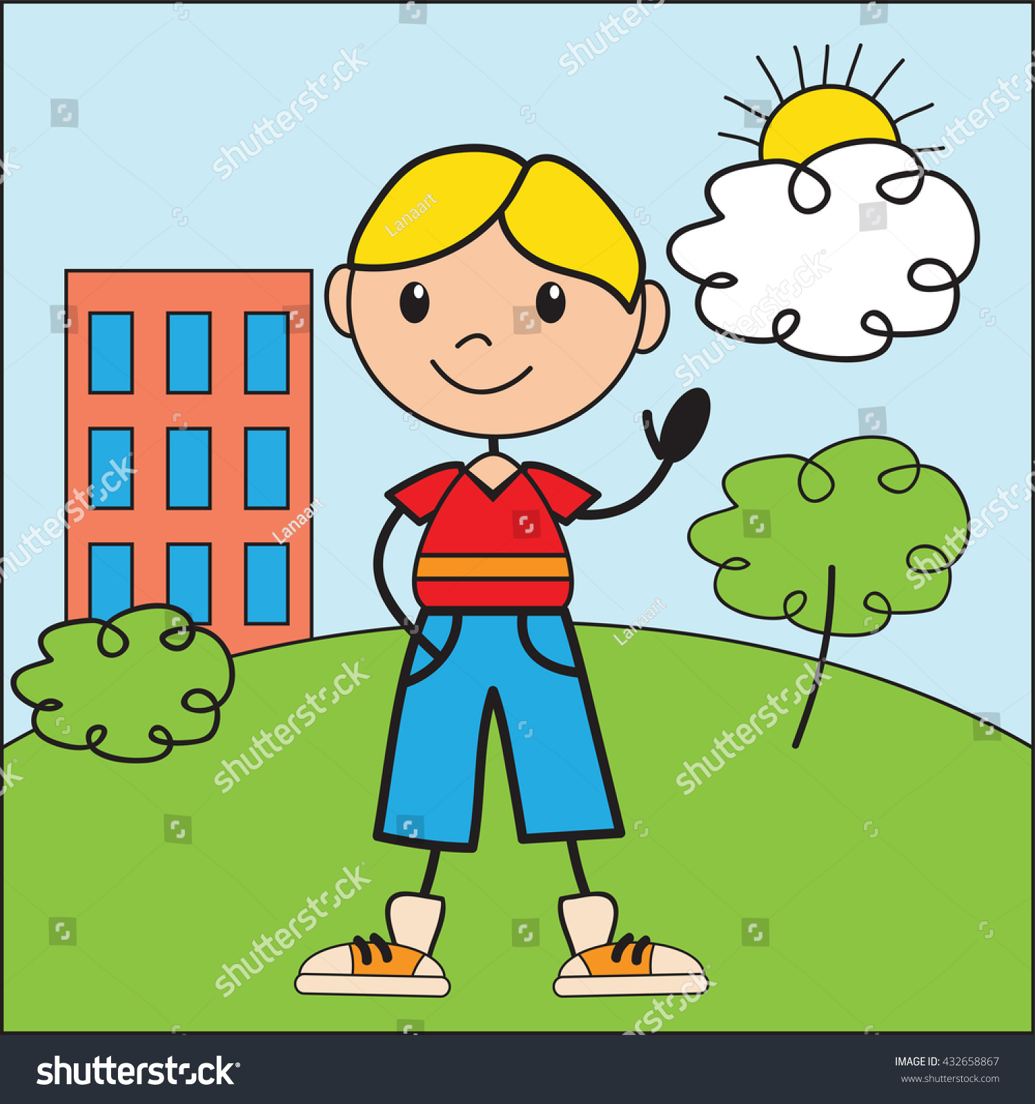 Boy Stick Figure Vector Illustration Stock Vector (Royalty Free) 432658867