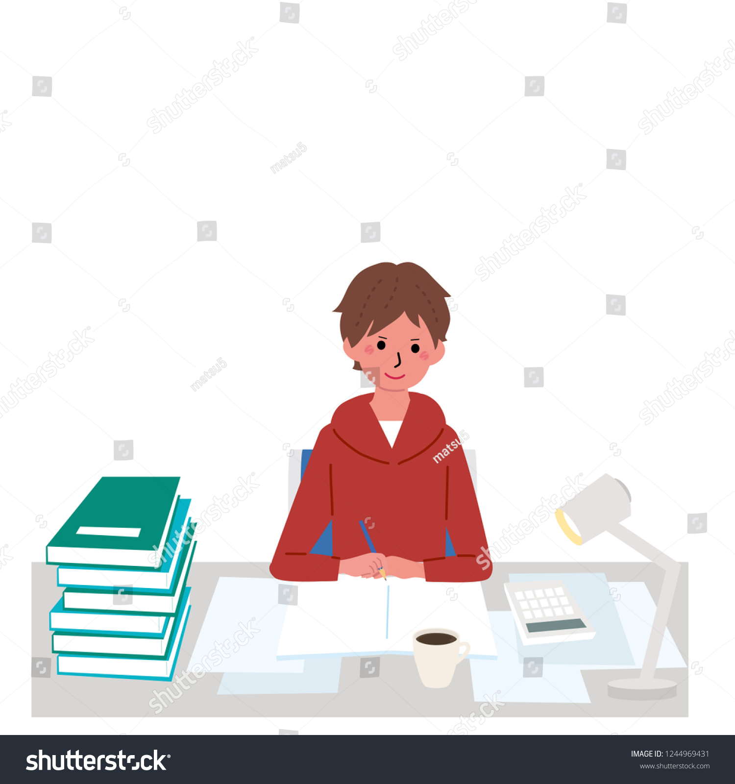 Boy Studying Illustration Stock Vector (Royalty Free) 1244969431 ...