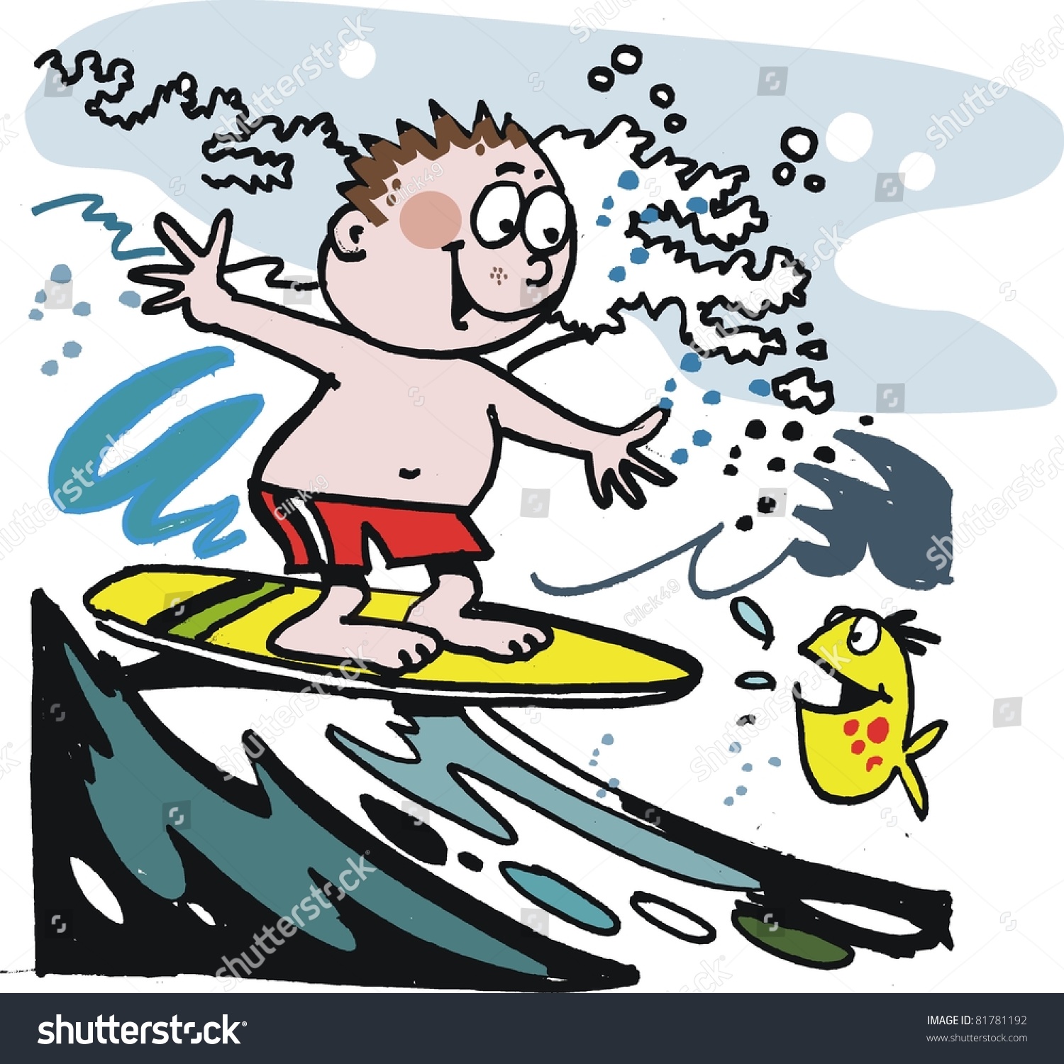 Boy Surfing Wave Vector Cartoon Stock Vector (Royalty Free) 81781192 ...