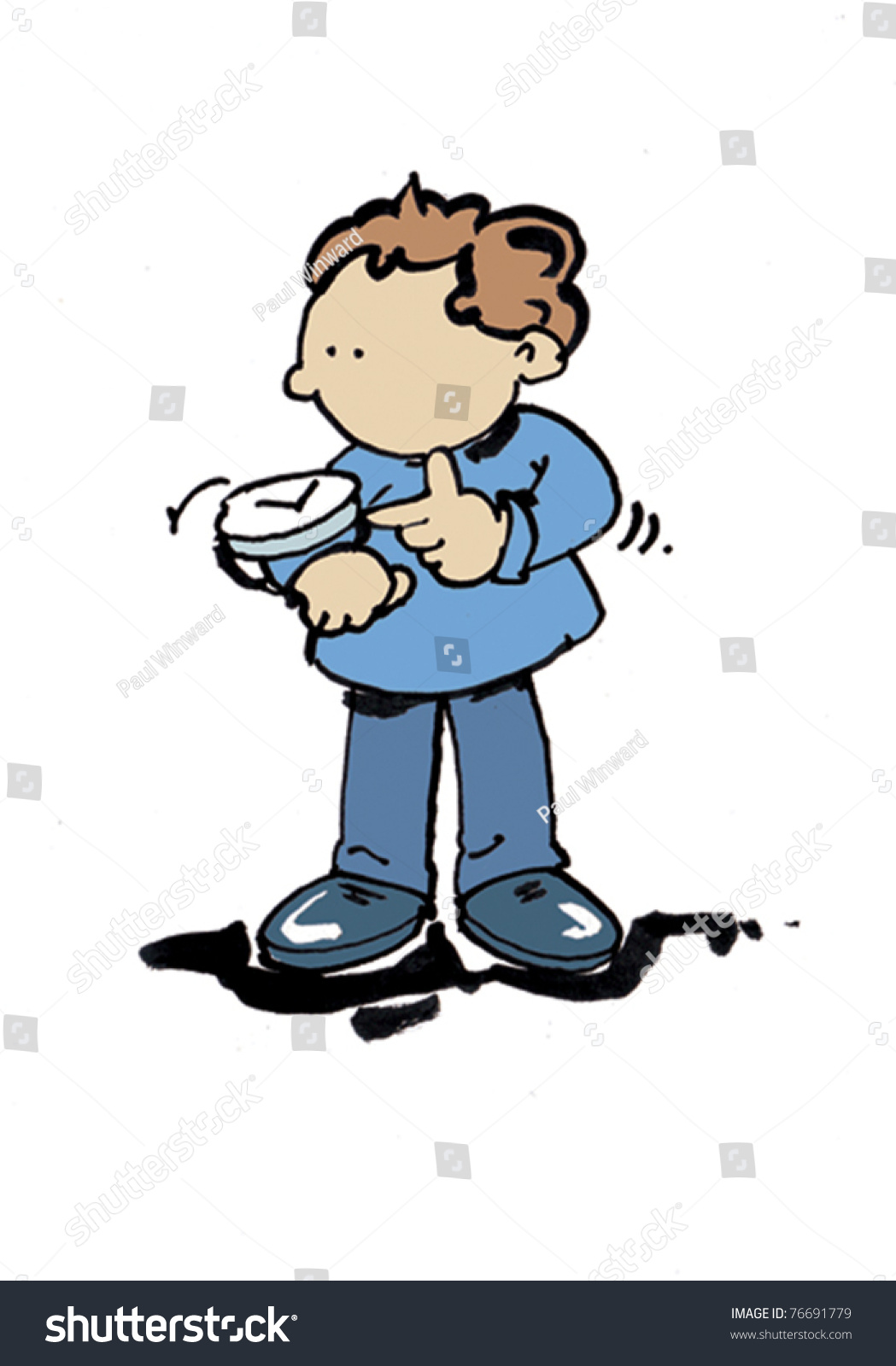 Boy Telling Time Stock Vector (Royalty Free) 76691779
