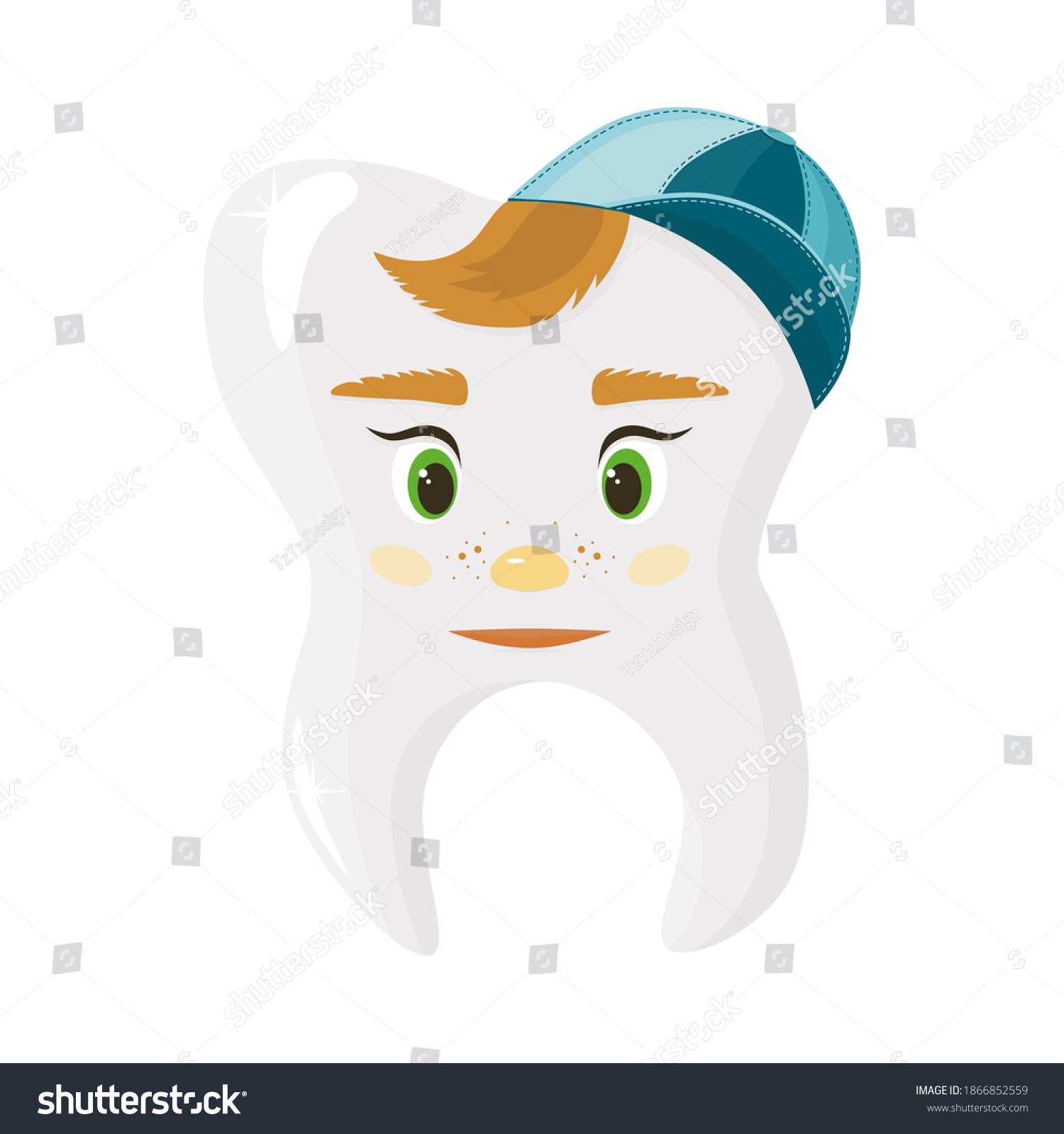 Boy Tooth Cap Isolated Character Stock Vector (Royalty Free) 1866852559