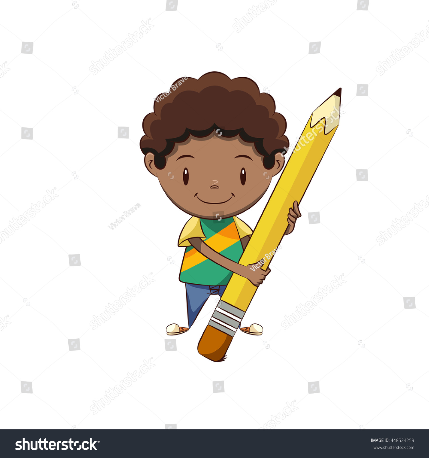 Boy Using Pencil Eraser Vector Illustration Stock Vector (Royalty Free ...