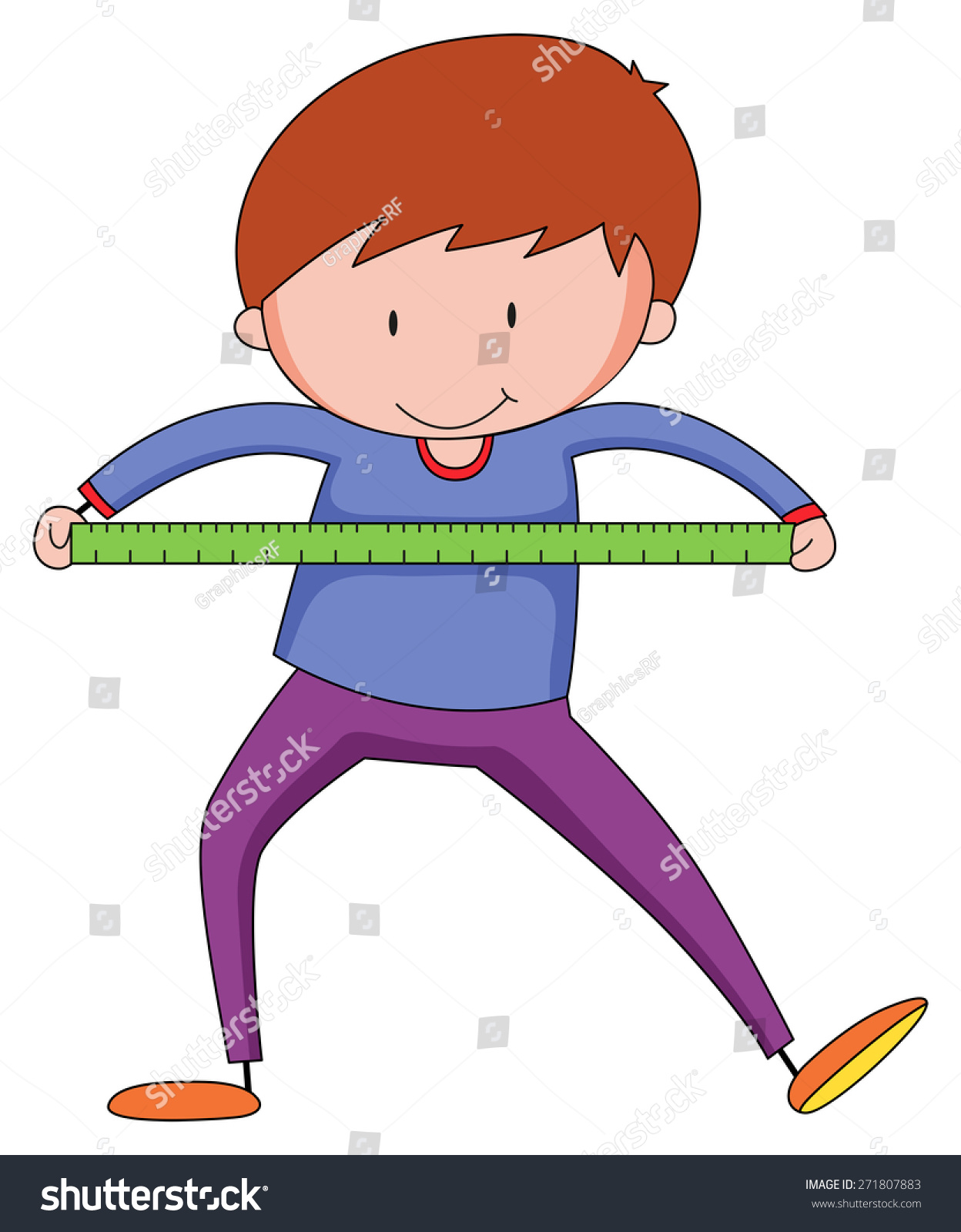 Boy Using Ruler Measure Something Stock Vector (Royalty Free) 271807883 ...