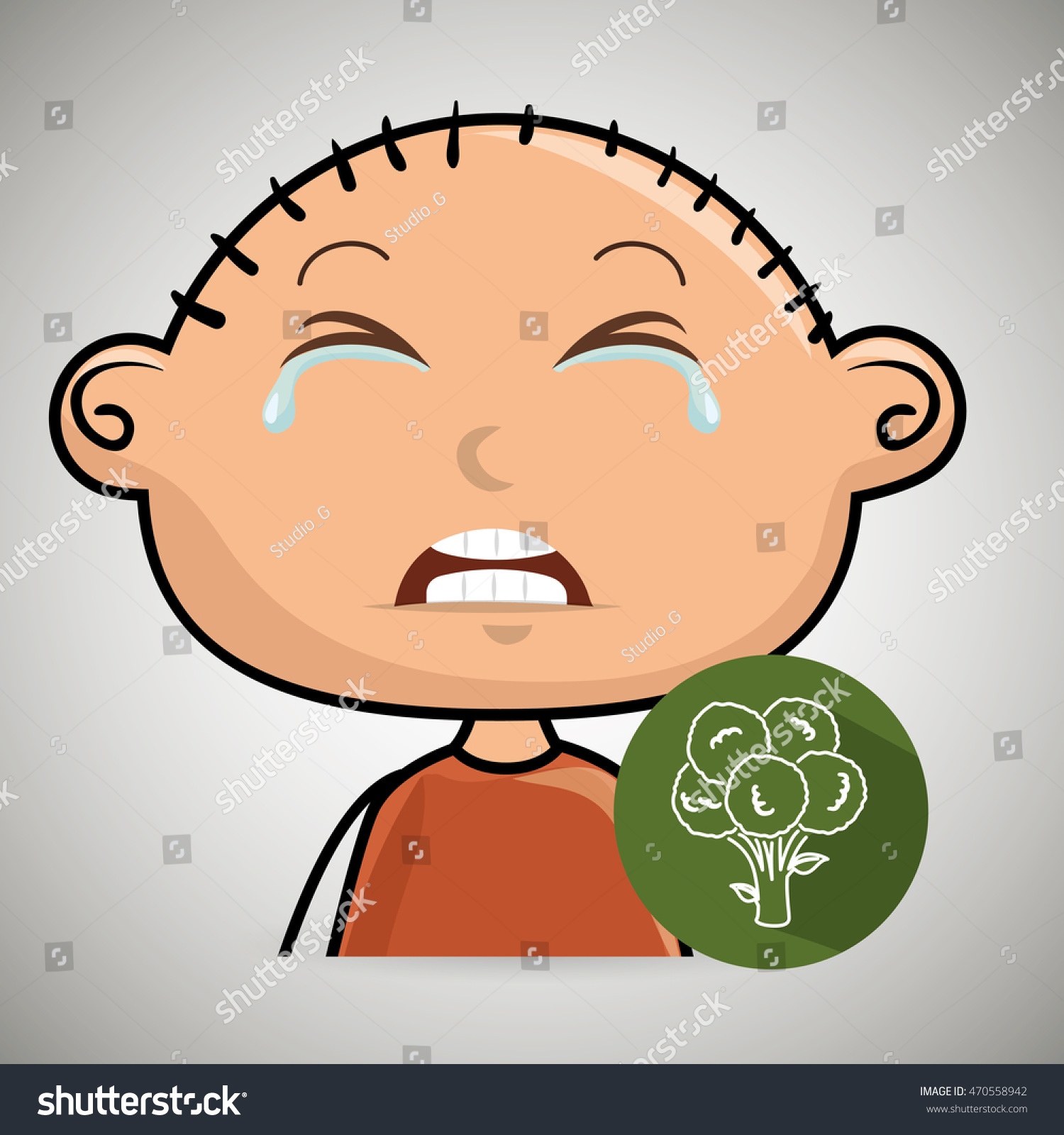 Boy Vegetable Cry Vector Illustration Graphic Stock Vector (Royalty ...