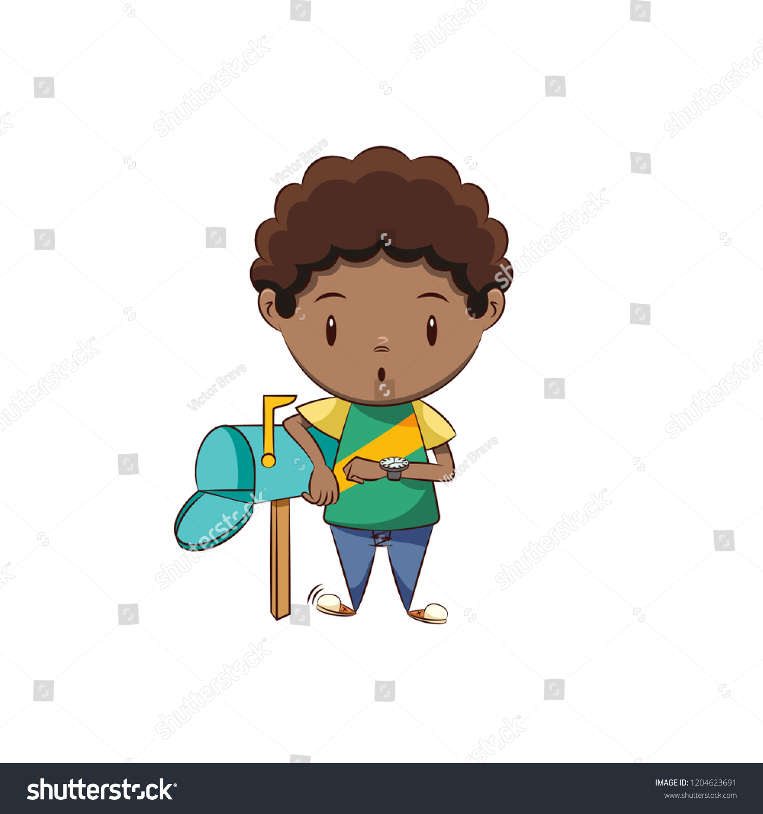 Boy Waiting Mail Stock Vector (Royalty Free) 1204623691 | Shutterstock