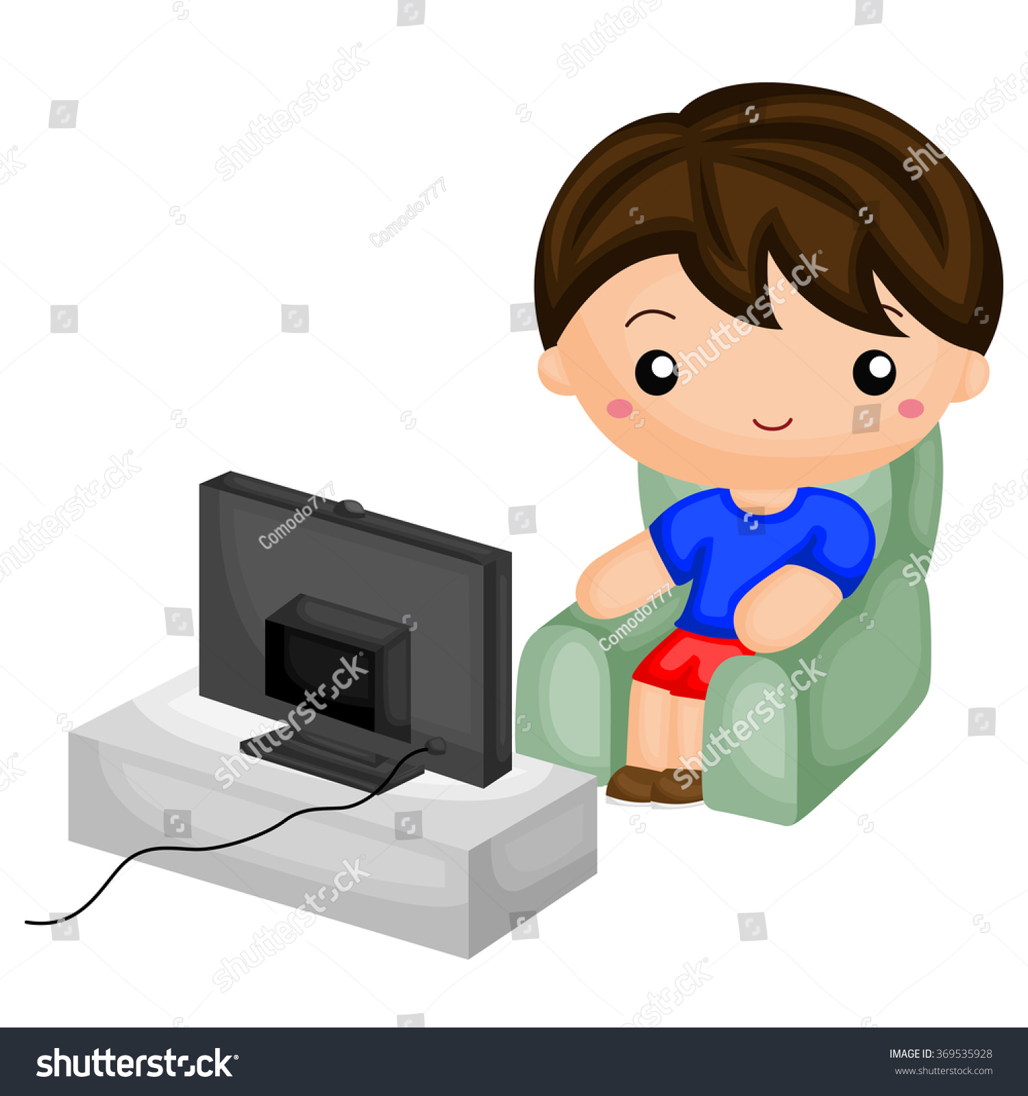 Boy Watching Tv Stock Vector (Royalty Free) 369535928