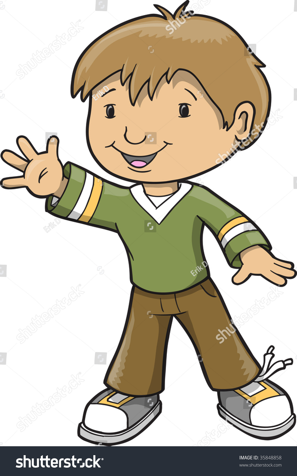Boy Waving Vector Illustration Stock Vector (Royalty Free) 35848858
