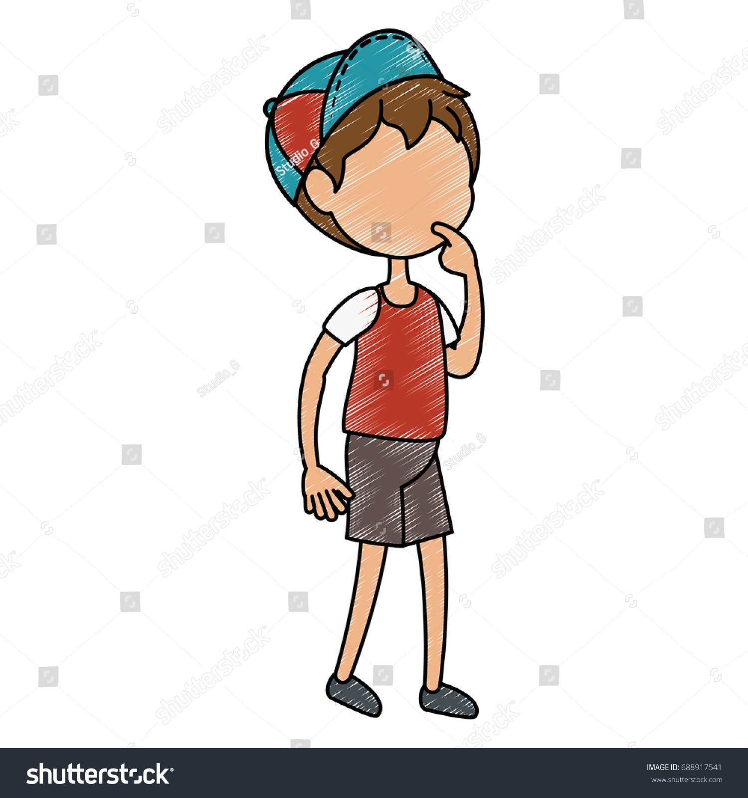 Boy Wearing Cap Icon: vector de stock (libre de regalías) 688917541 ...
