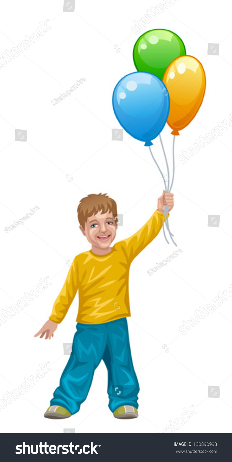 Boy Balloons Stock Vector (Royalty Free) 130890998