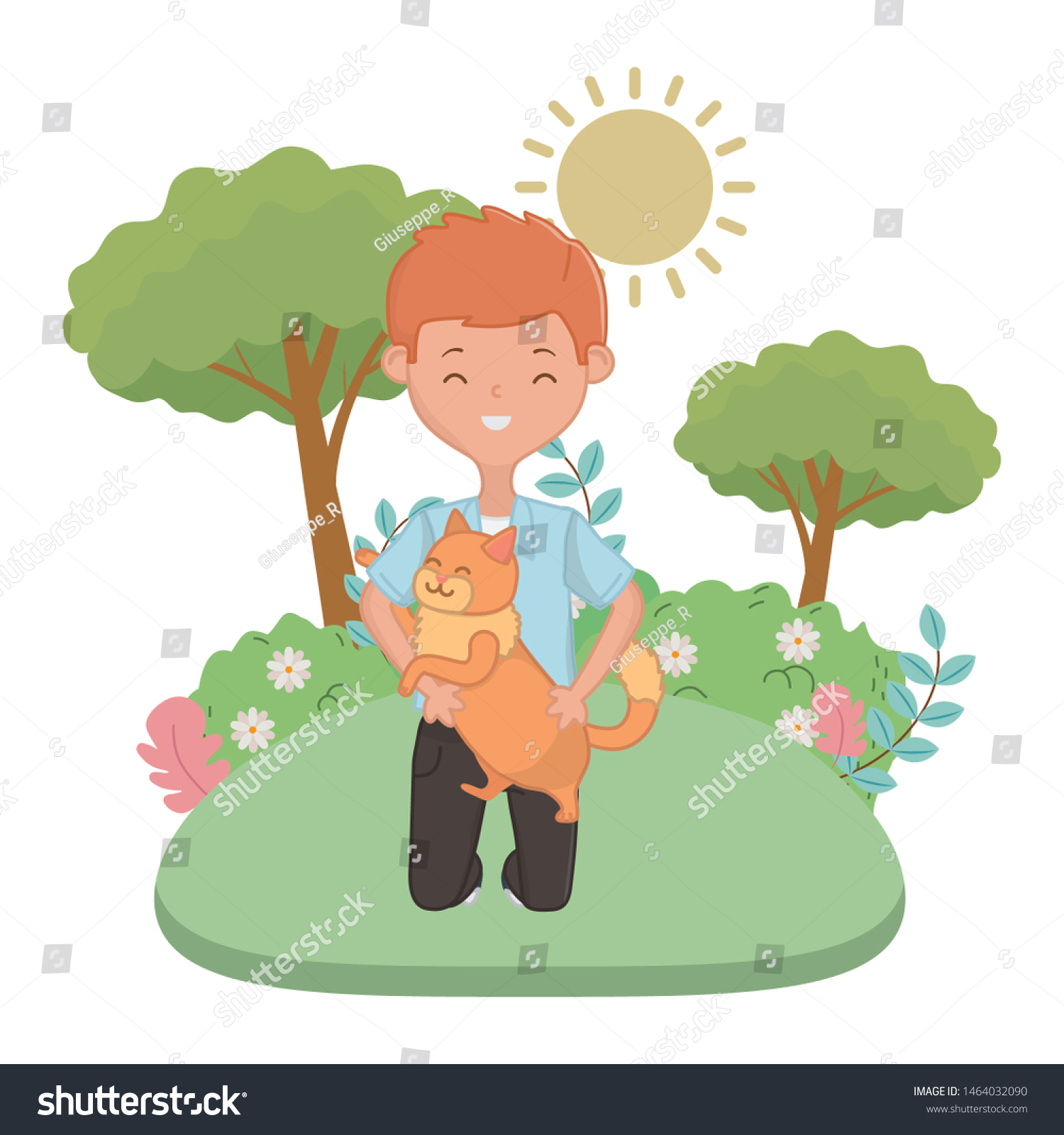 Boy Cat Cartoon Design Stock Vector (Royalty Free) 1464032090 ...