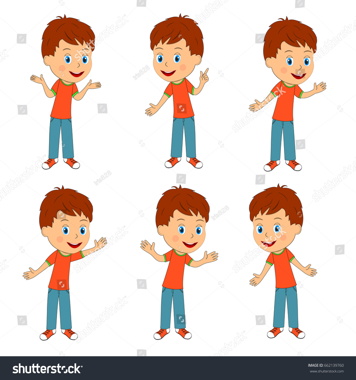 Boy Different Hand Positionillustrationvector Stock Vector (Royalty ...
