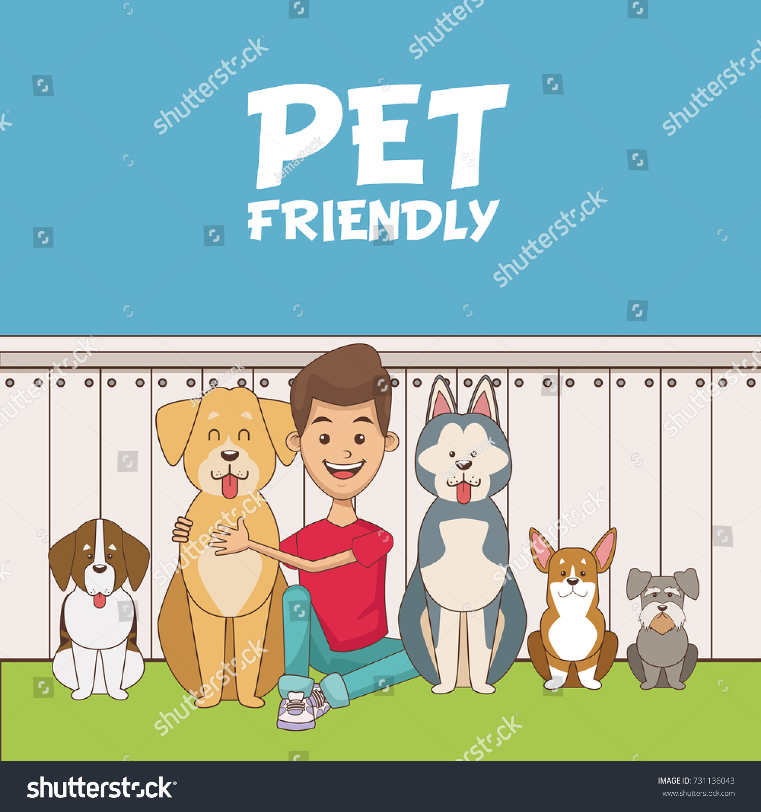 Boy Pets Cartoon Stock Vector (Royalty Free) 731136043 | Shutterstock