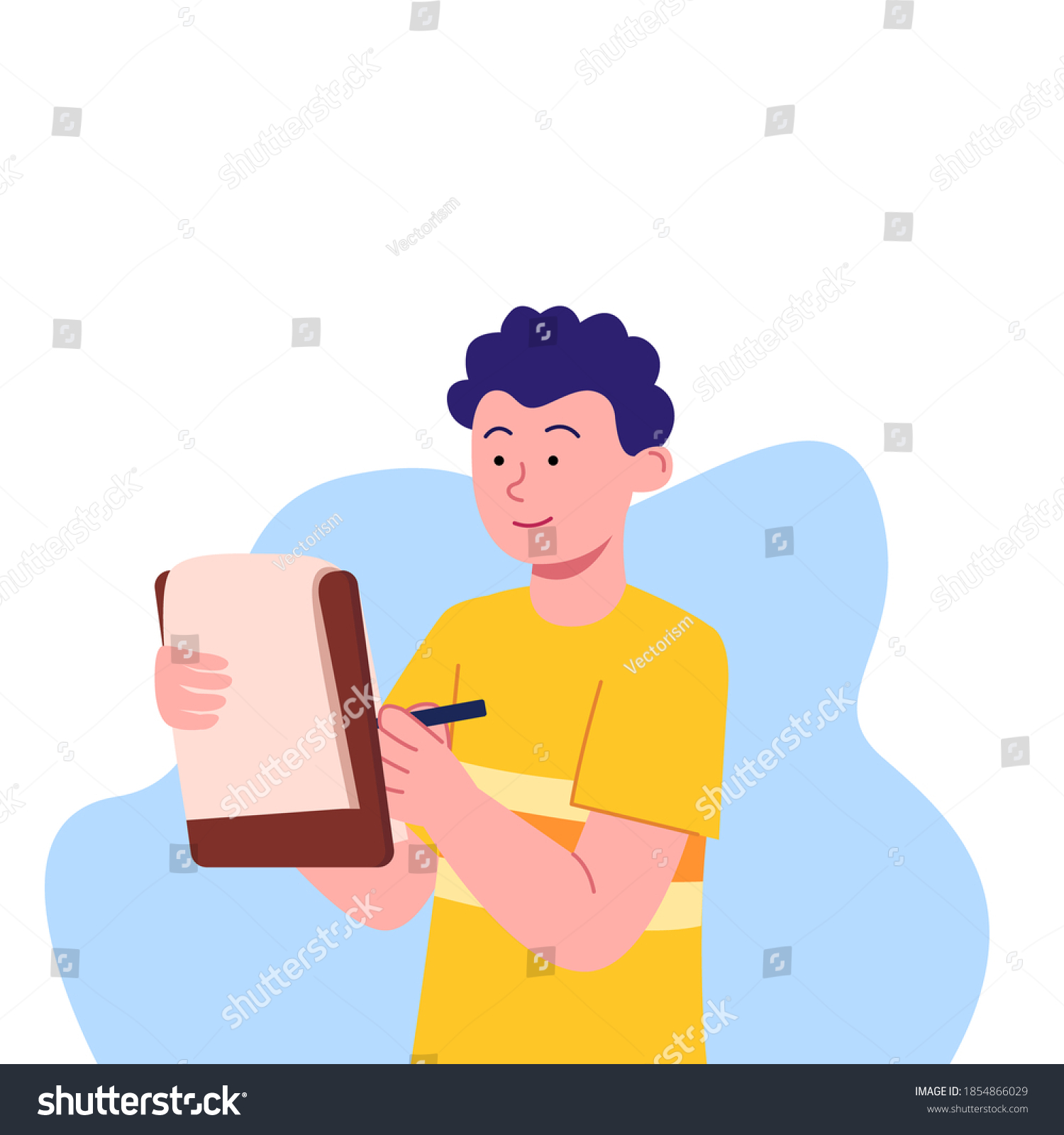 Boy Writing Concept Flat Illustration Stock Vector (Royalty Free ...