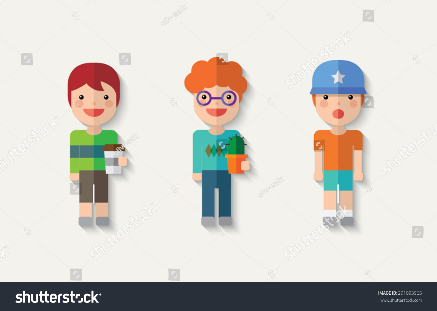 Boys Icon Set Stock Vector 291093965 : Shutterstock