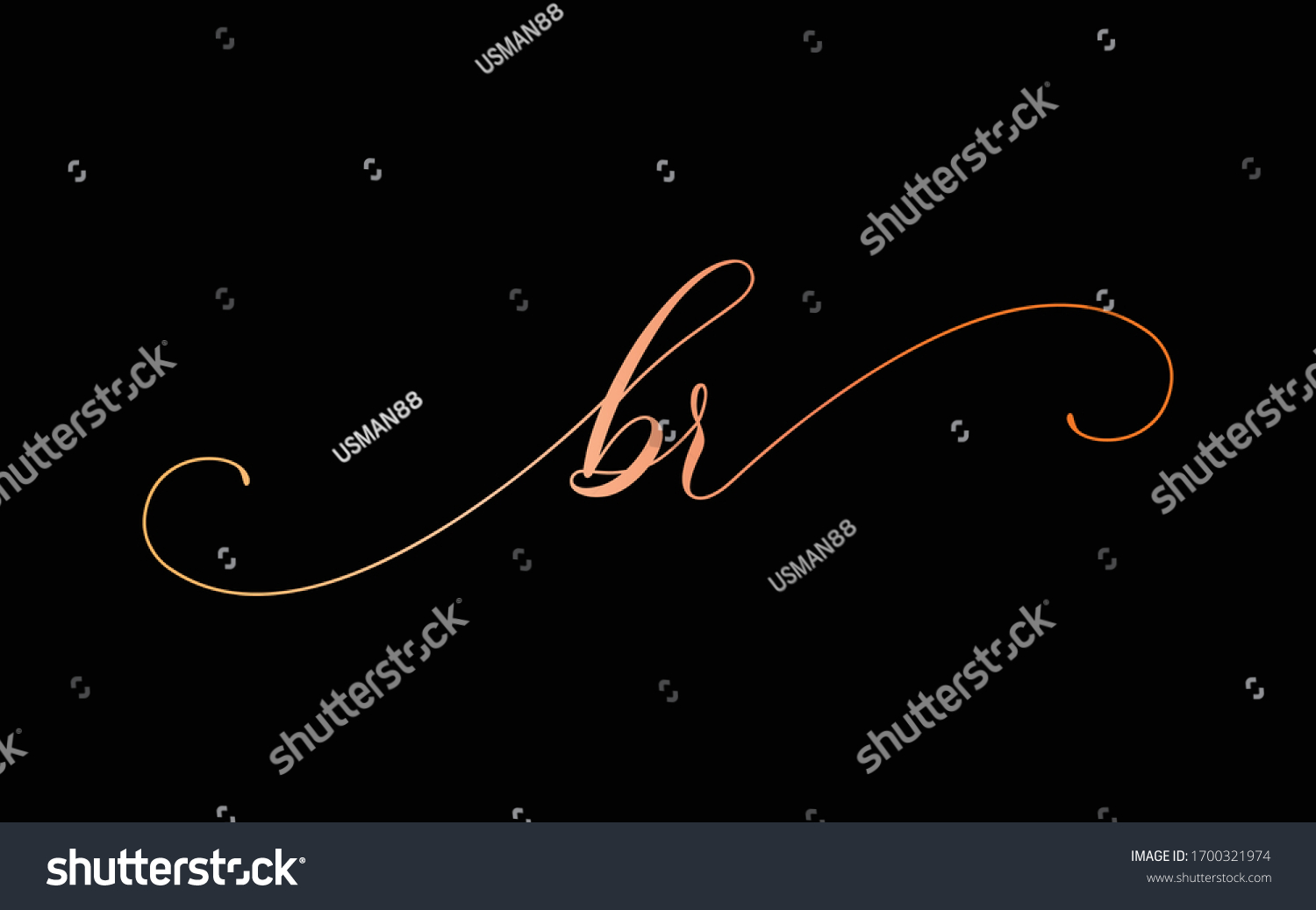 Br B R Lowercase Cursive Letter Stock Vector (Royalty Free) 1700321974