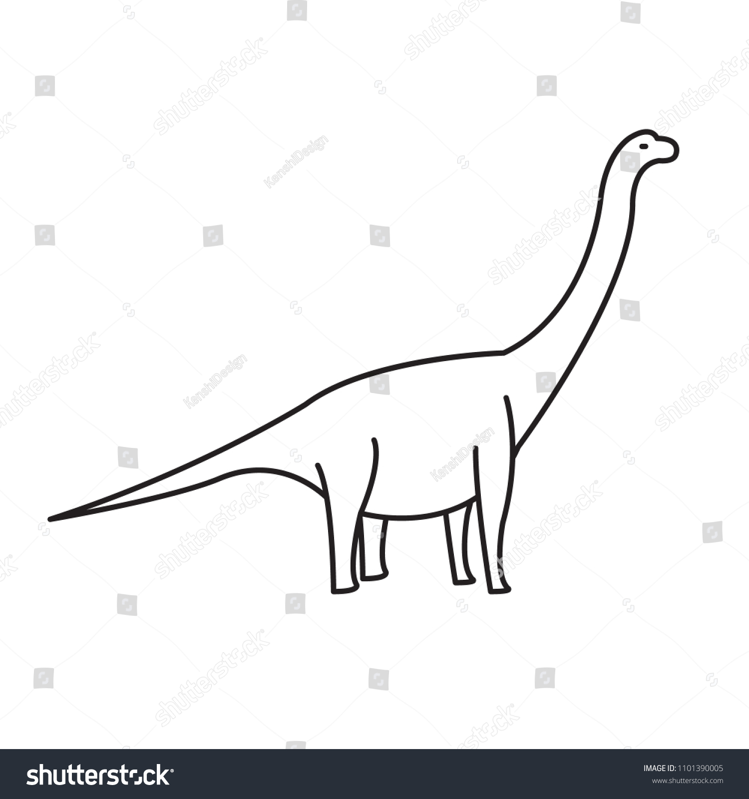 Brachiosaurus Thin Line Icon Vector Outline Stock Vector (Royalty Free ...