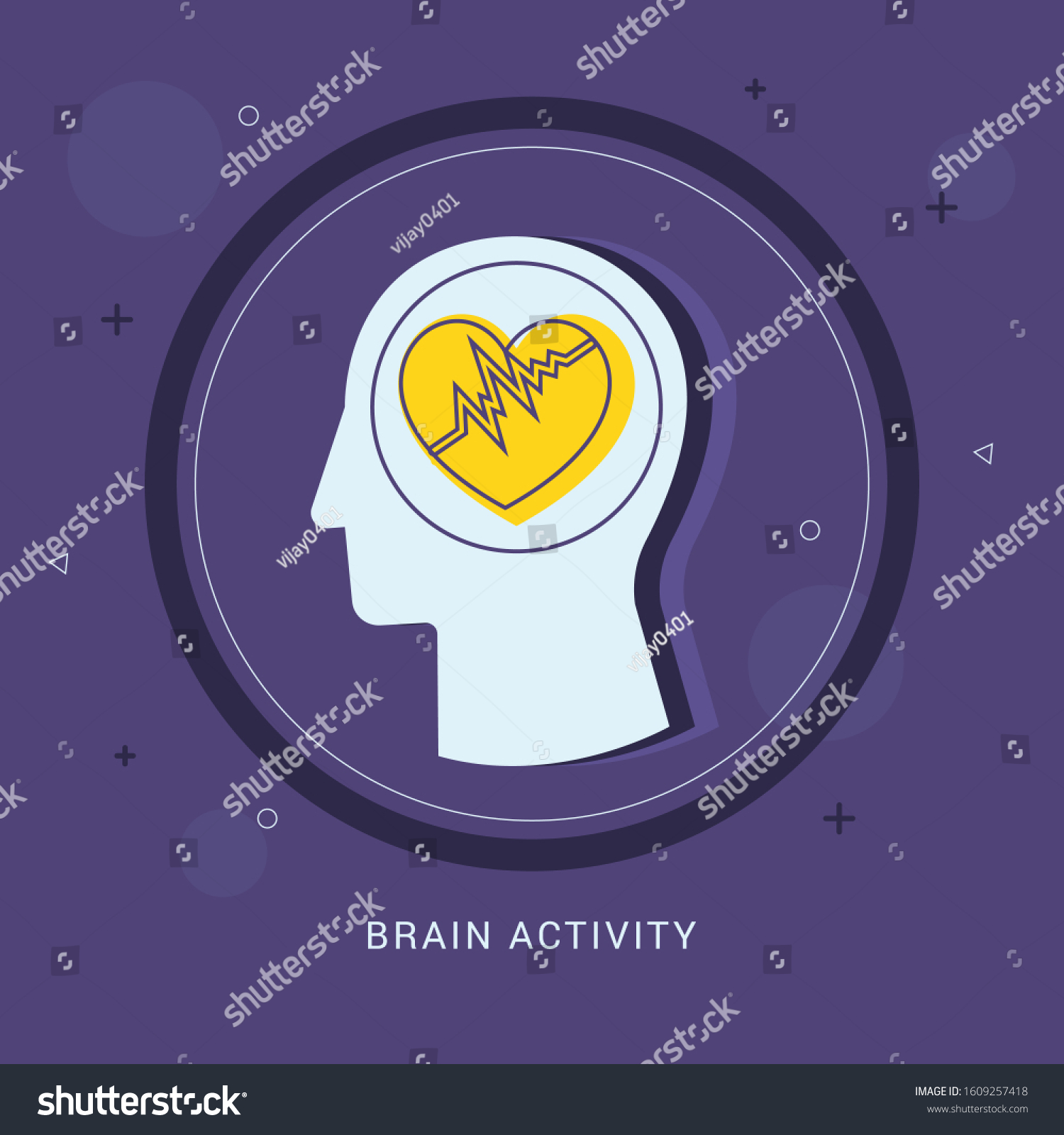 Brain Activity Icon Concept Human Head Stock Vector (Royalty Free ...