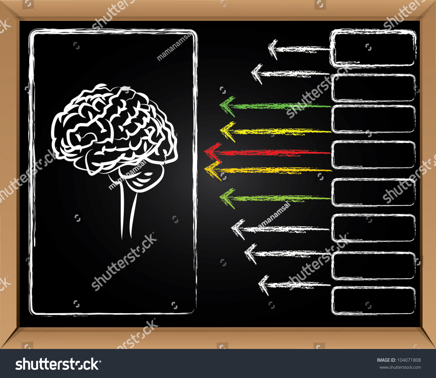 Brain Arrows On Blackboard Backgroundvector Stock Vector (Royalty Free ...