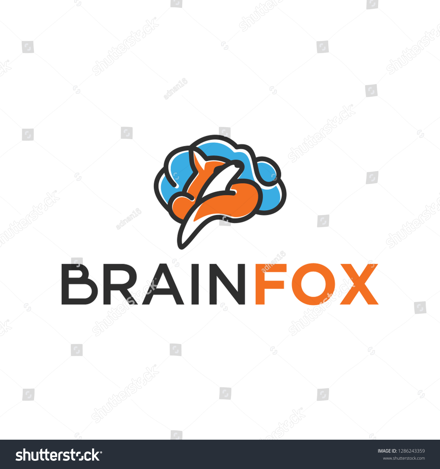 Brain Fox Logo Design Vector Stock Vector (Royalty Free) 1286243359